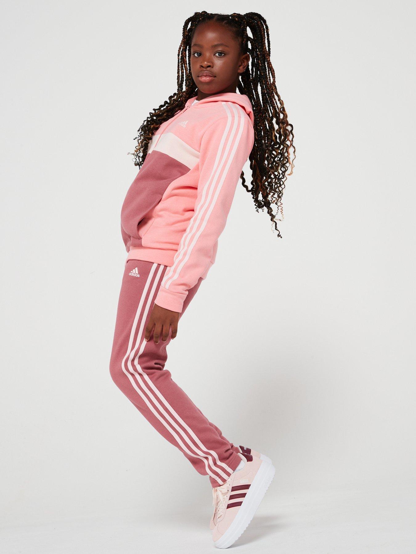 adidas Sportswear Junior Girls Essentials 3 Stripe Tracksuit - Pink ...