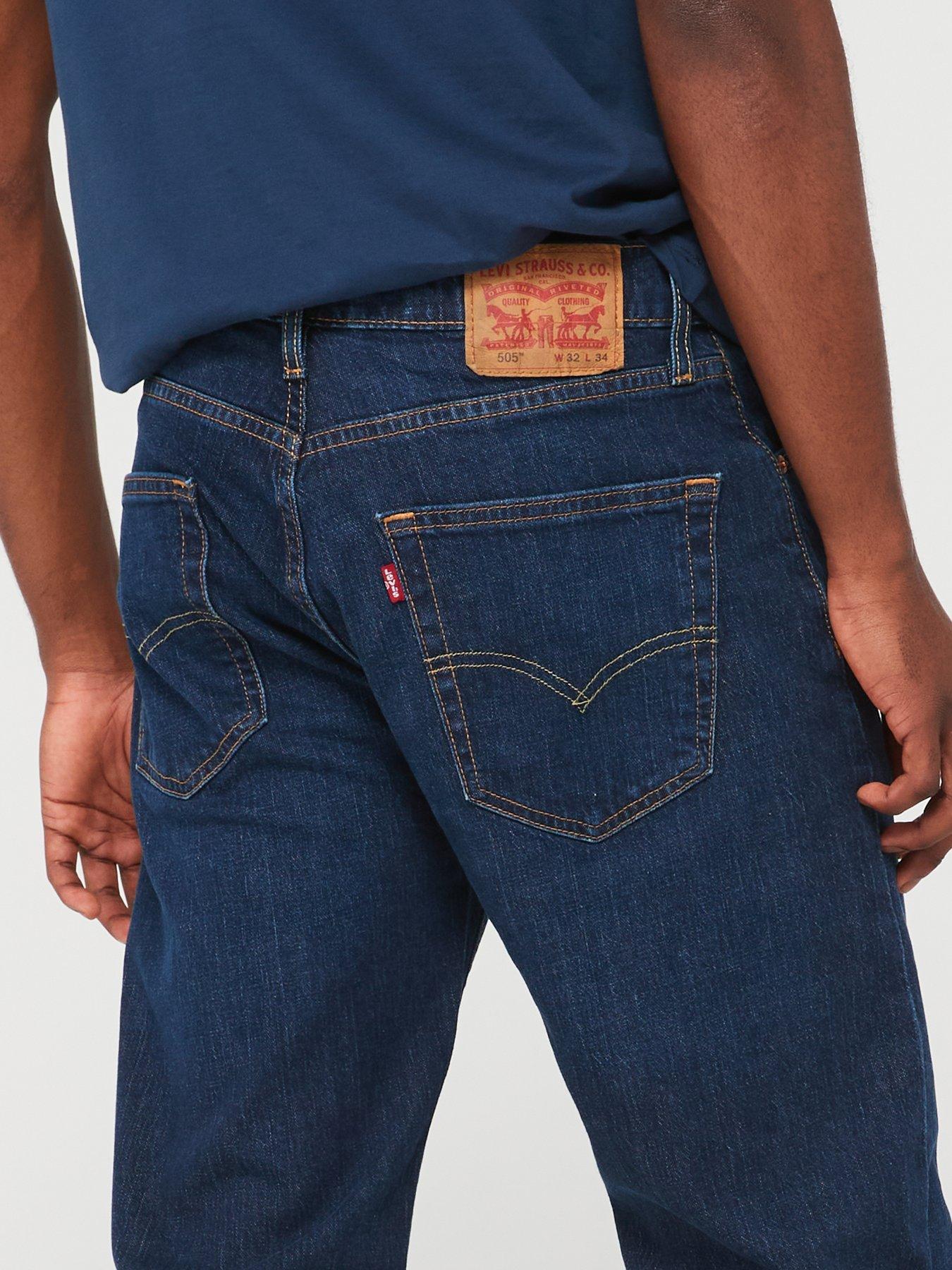Levi's 505 Regular Straight Fit Jeans - Nail Loop Knot - Dark Blue ...
