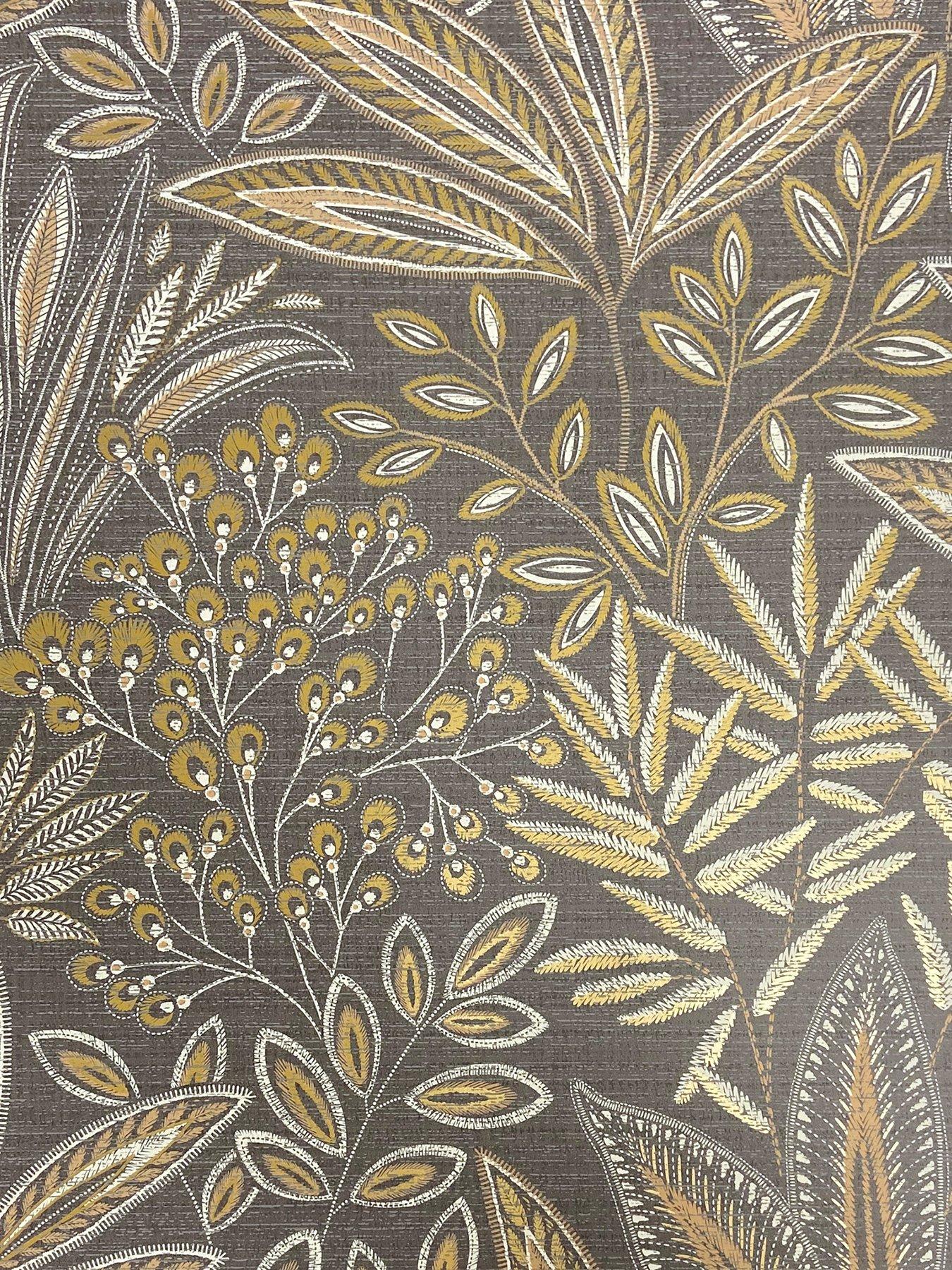 Crown Sahara Leaf Deep Mocha Wallpaper | littlewoods.com