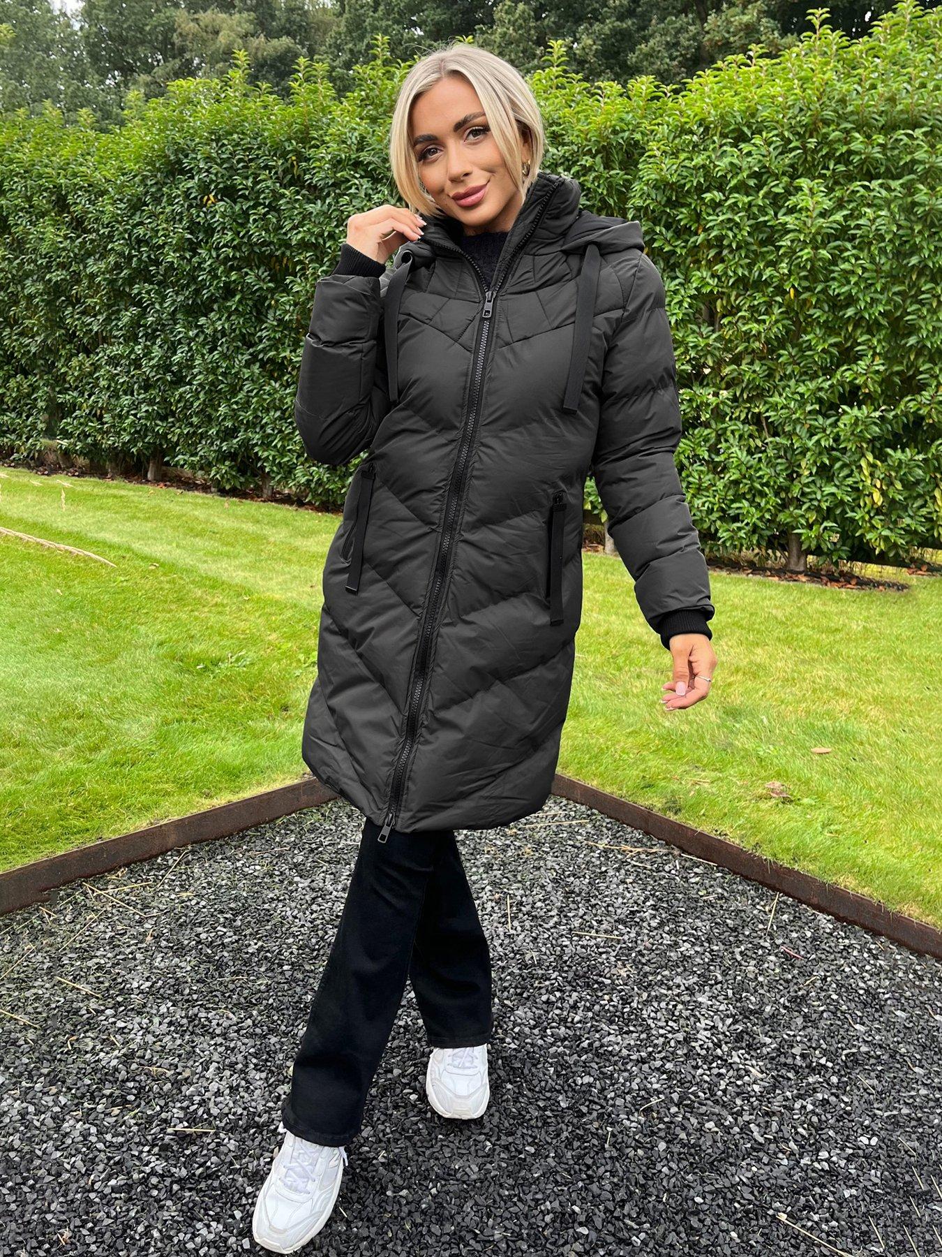 AX PARIS CURVE Padded Coat - Black | littlewoods.com