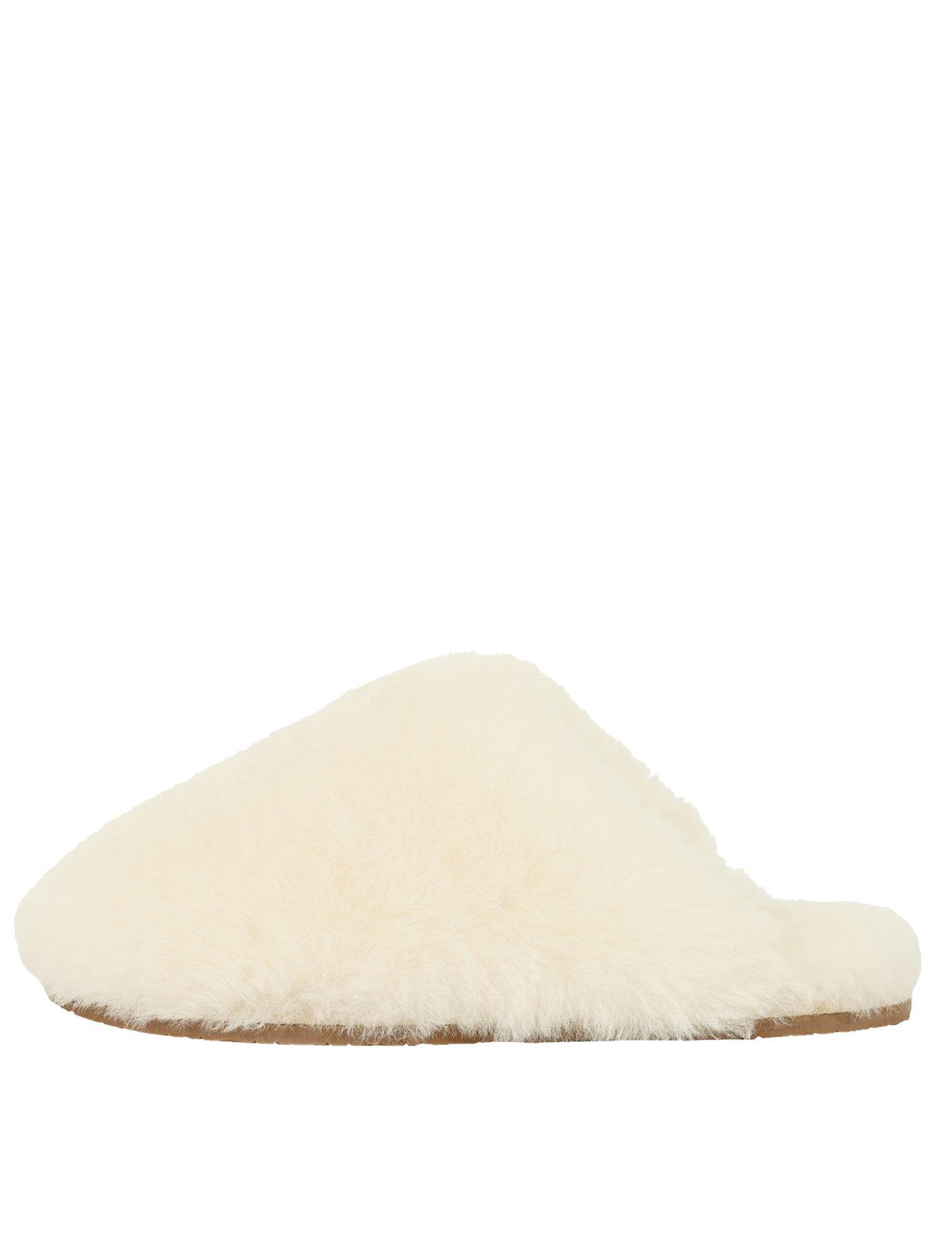 Loungeable Boxed Real Sheepskin Fluffy Mule Slippers - Beige | Littlewoods
