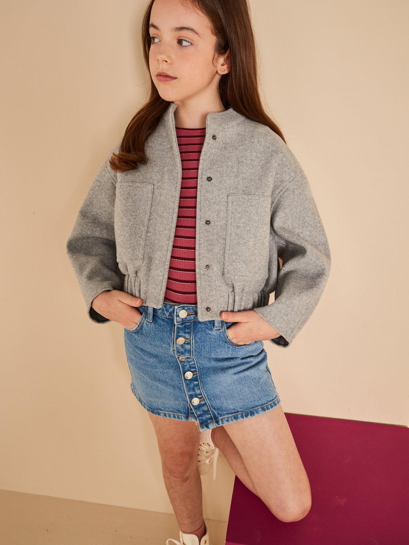 Mango Girls Bomber Jacket - Grey | littlewoods.com
