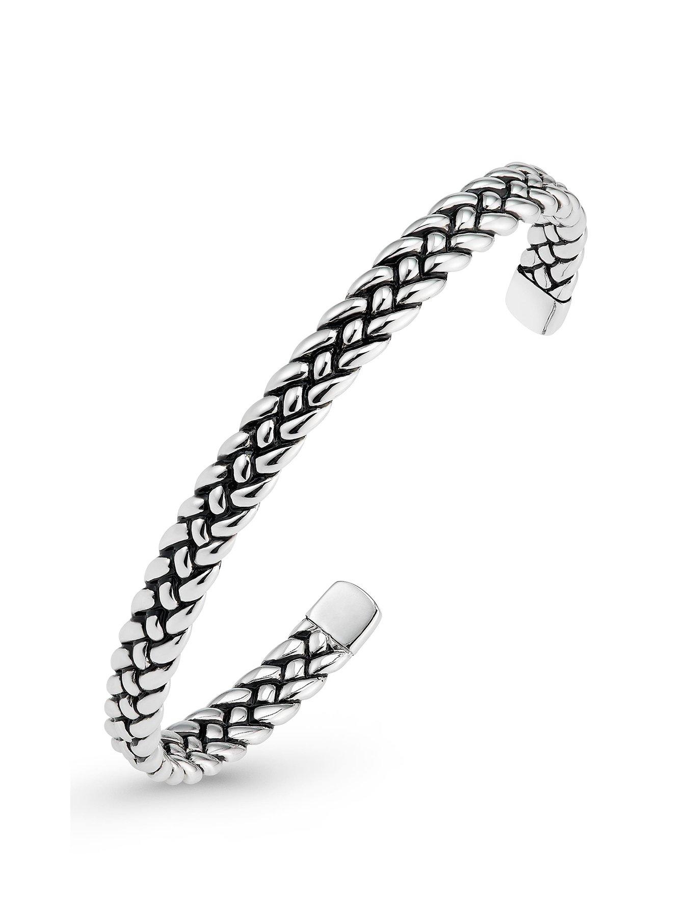 Beaverbrooks Silver Braid Torque Men's Bangle | littlewoods.com