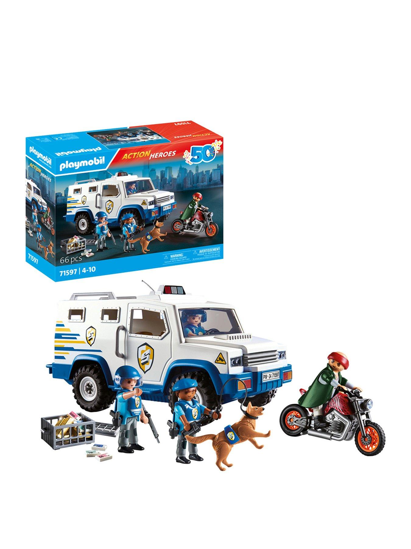Playmobil 71597 Action Heroes Money Transport Vehicle with Motorcycle littlewoods