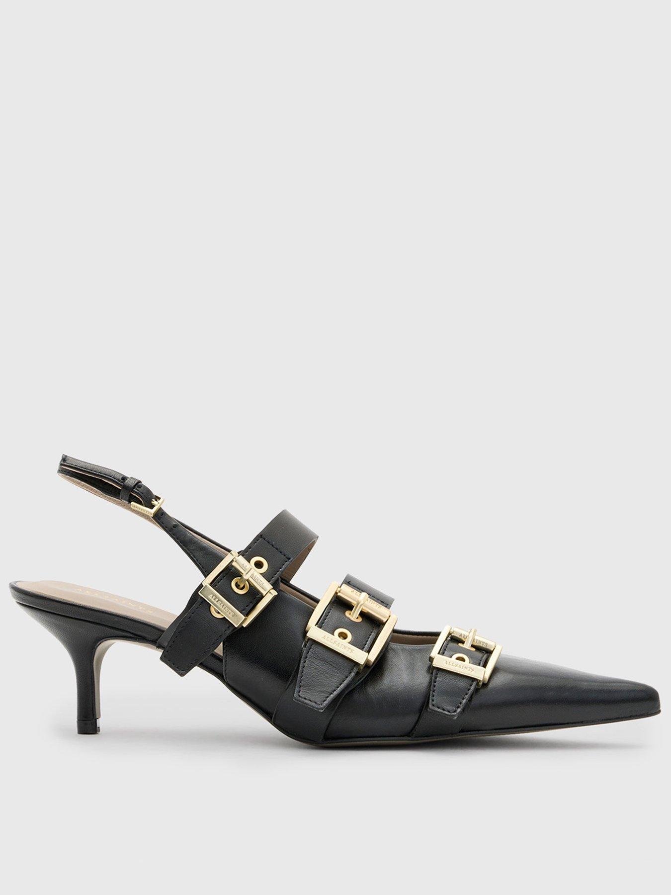 AllSaints Grace Buckle Heels - Black | littlewoods.com