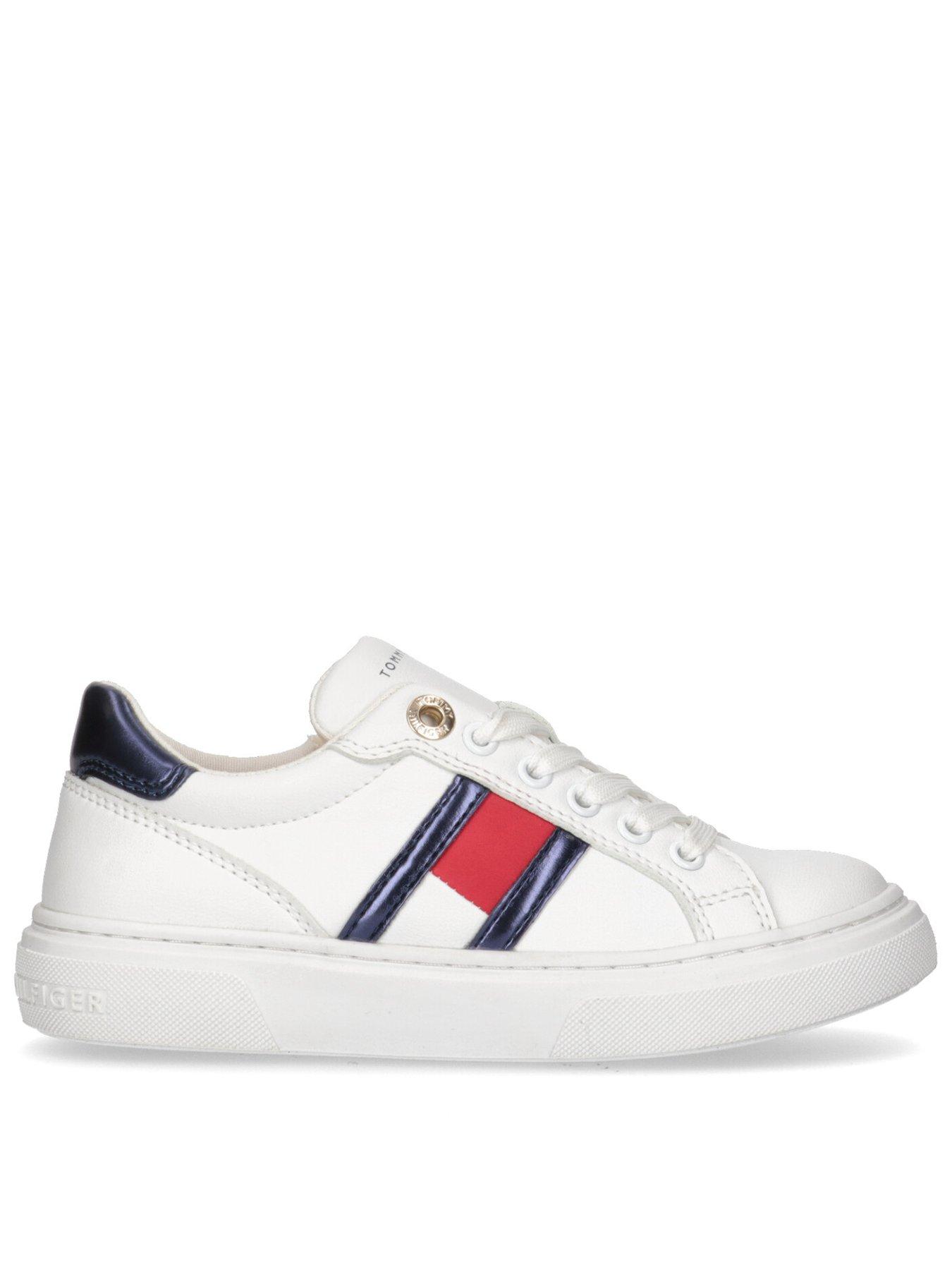 Tommy Hilfiger Girls Flag Low Cut Lace-Up Sneakers - White | Littlewoods