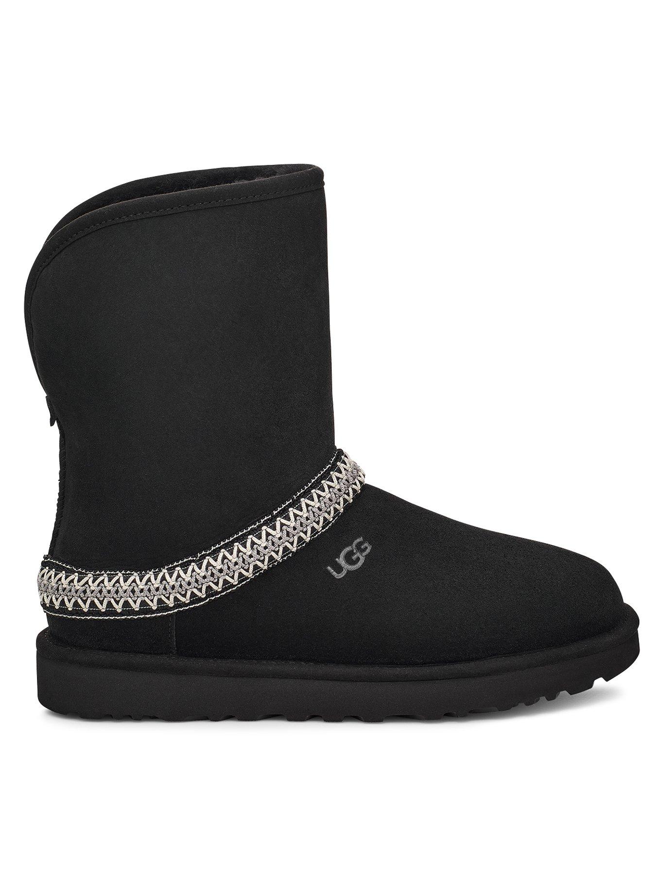 UGG Womens Classic Short Crescent Boot - Black | littlewoods.com