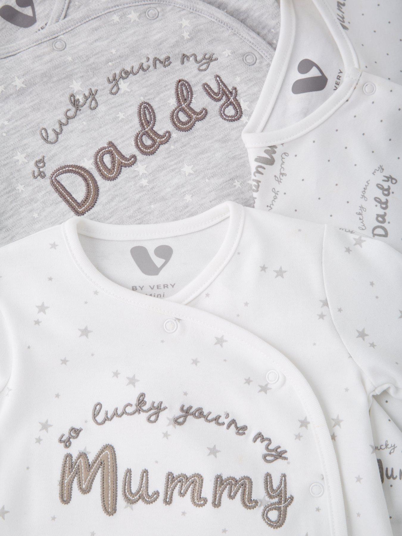 Mini V by Very Baby Unisex 3 Pack Mummy And Daddy Sleepsuits - Multi ...