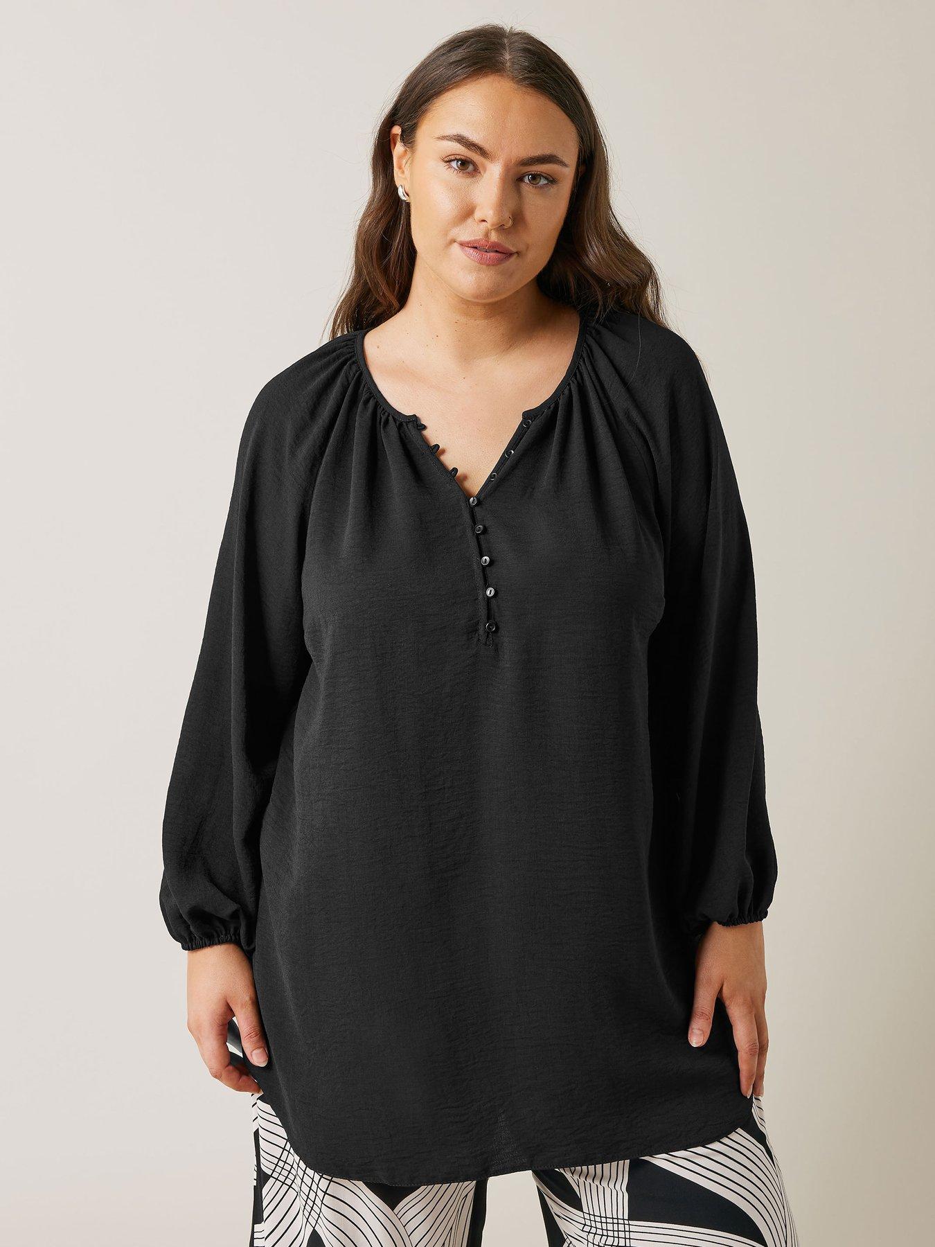 Evans Long Sleeve Gypsy Blouse - Black | littlewoods.com