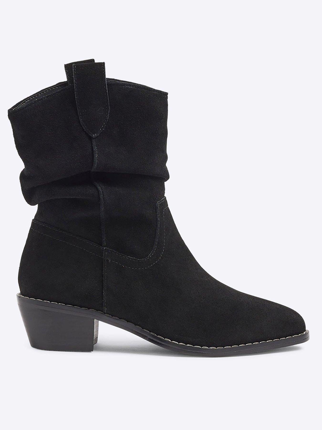 River Island Slouch Western Boot - Black | littlewoods.com