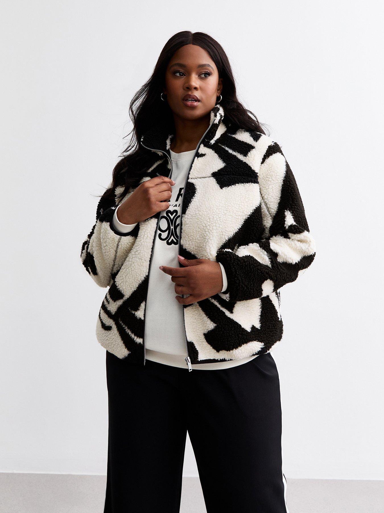 New Look Curves Abstract Print Borg Jacket - Multi | Littlewoods