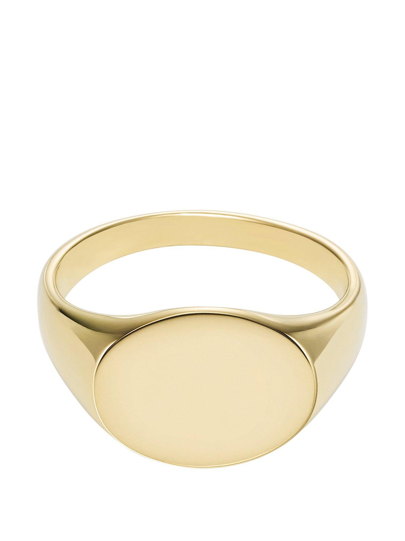 Fossil Unisex All Stacked Up Gold-Tone Stainless Steel Signet Ring ...