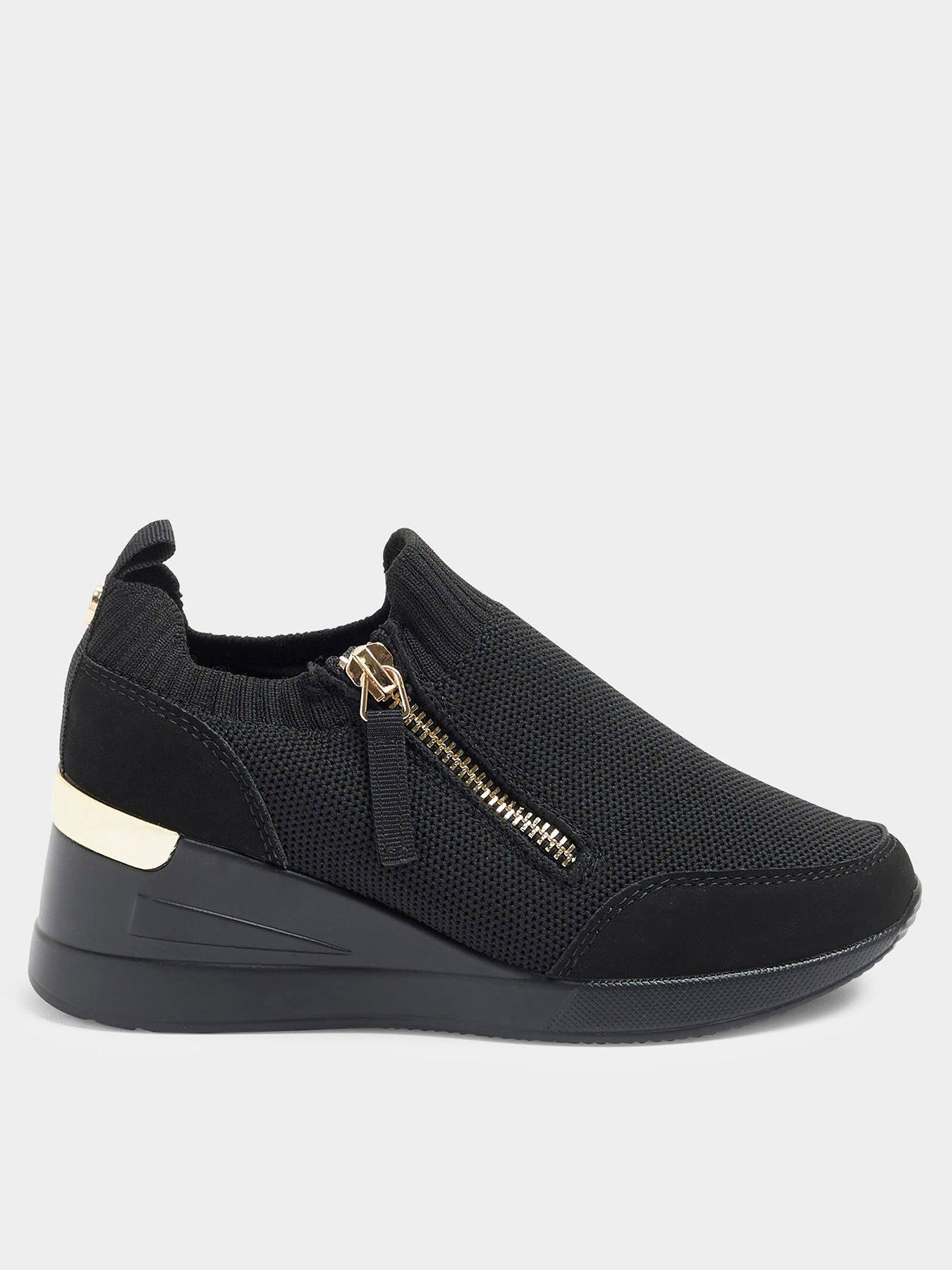 River Island Older Girl Knit Wedge Trainers - Black | littlewoods.com