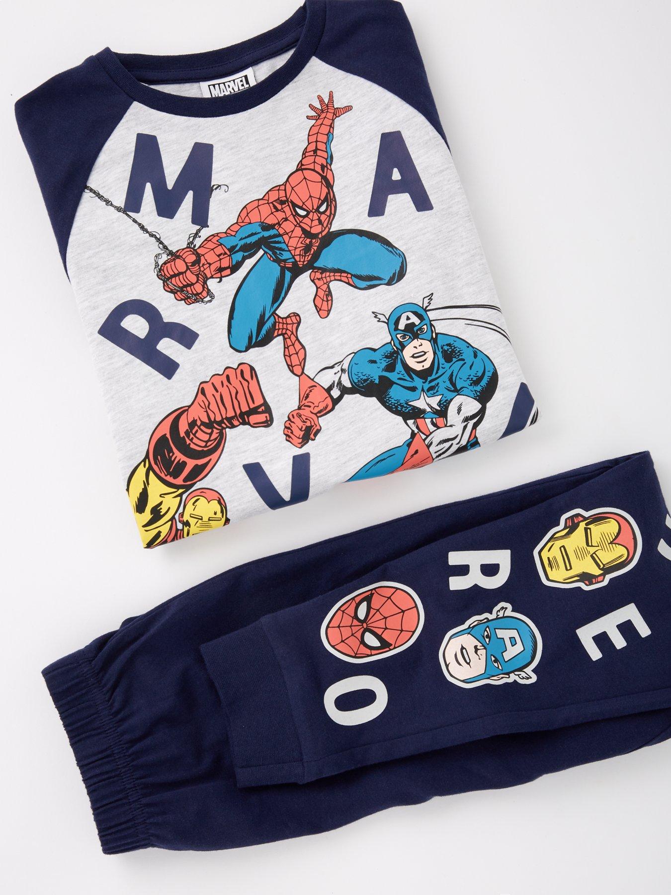 Marvel Avengers Raglan Short Sleeve Pyjamas - Navy | Littlewoods