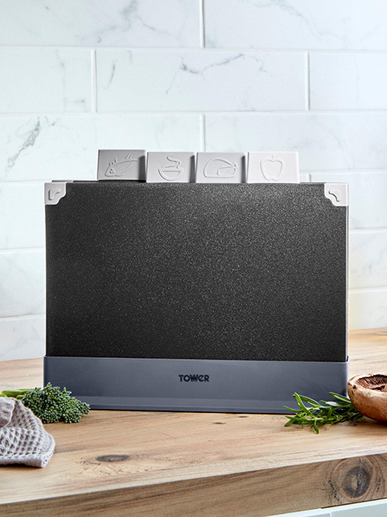 Tower 4-Piece Chopping Board Set with Stand | Littlewoods