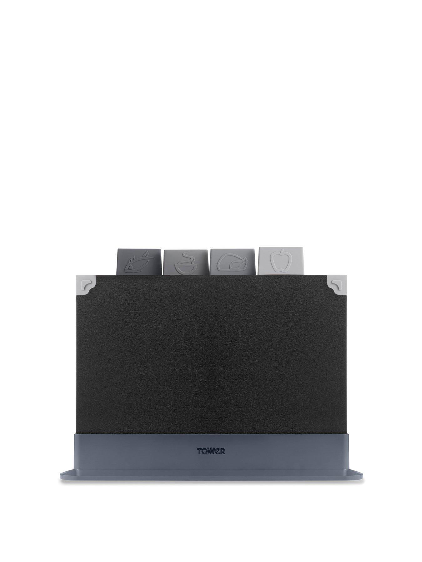 Tower 4-Piece Chopping Board Set with Stand | Littlewoods