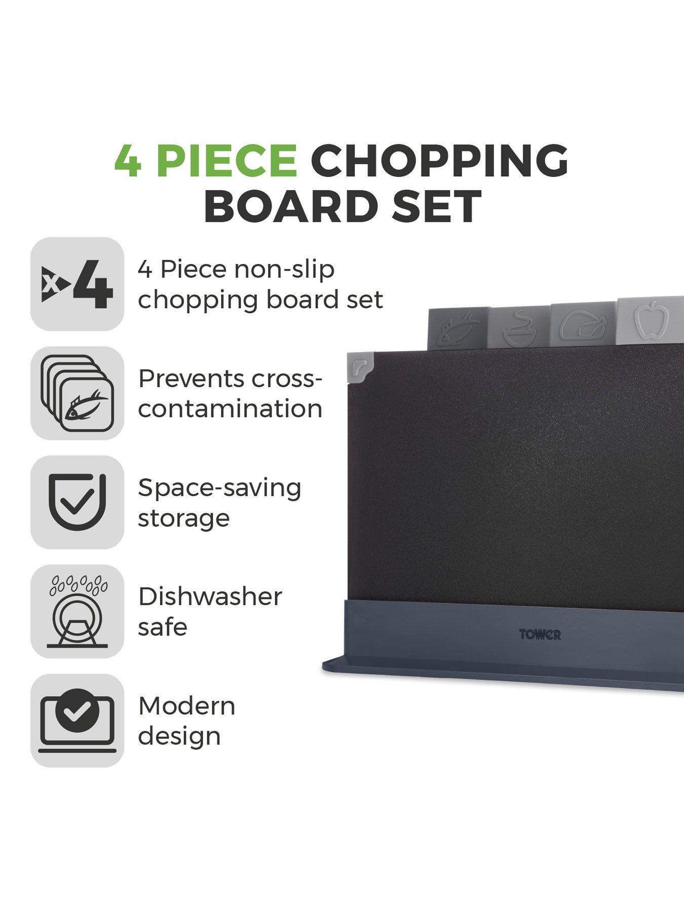 Tower 4-Piece Chopping Board Set with Stand | Littlewoods