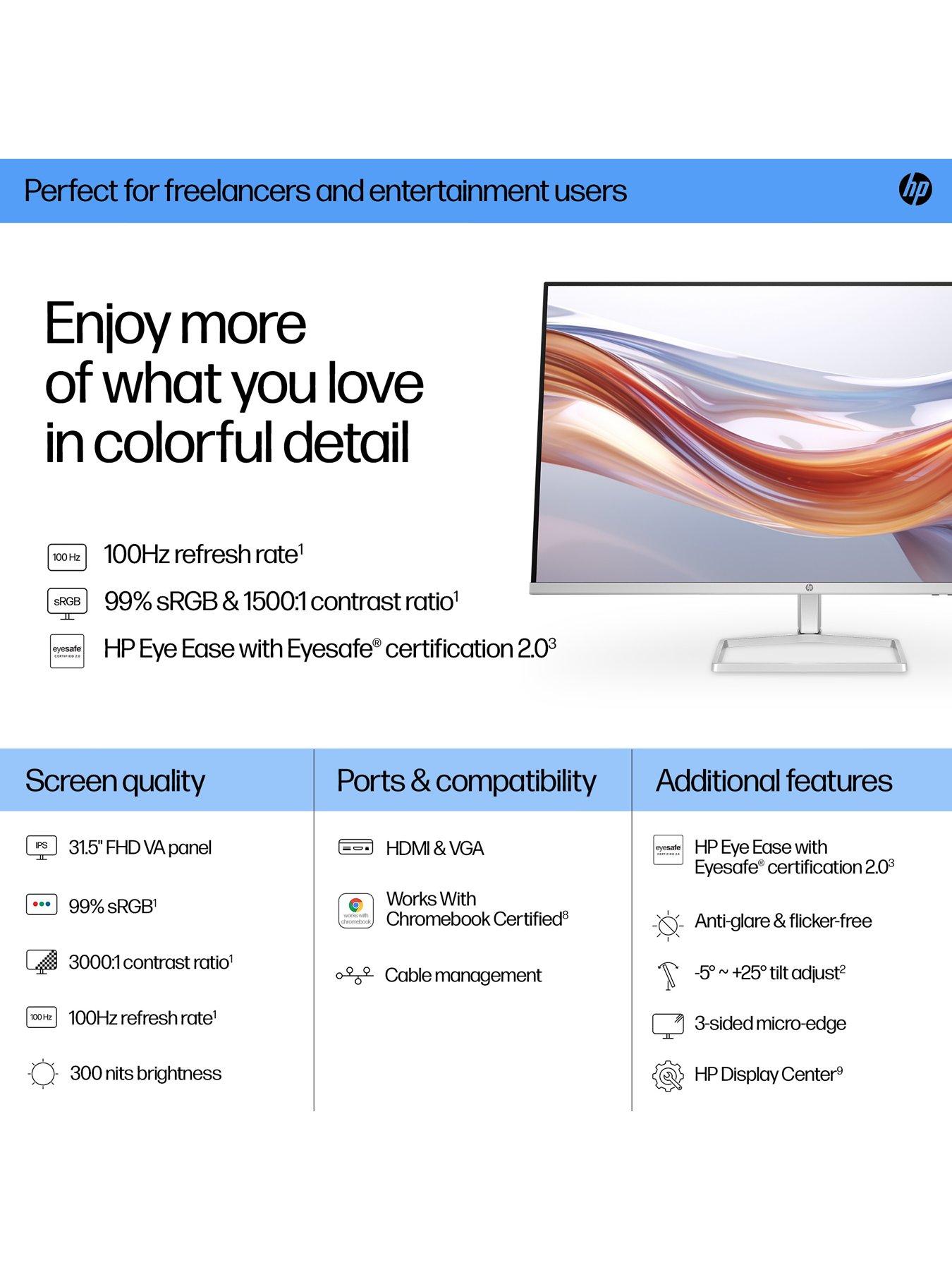 HP Series 5 -532sf Monitor - 32in VA Full HD - 100hz Monitor - Silver ...