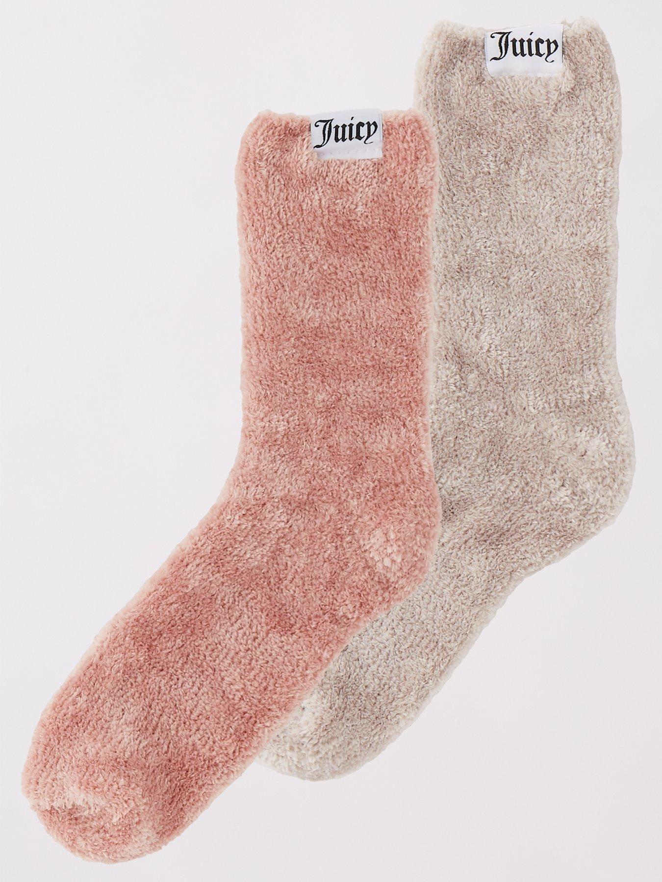 Juicy Couture 2 Pack Fluffy Sock Gift Set - Cream/Grey | littlewoods.com