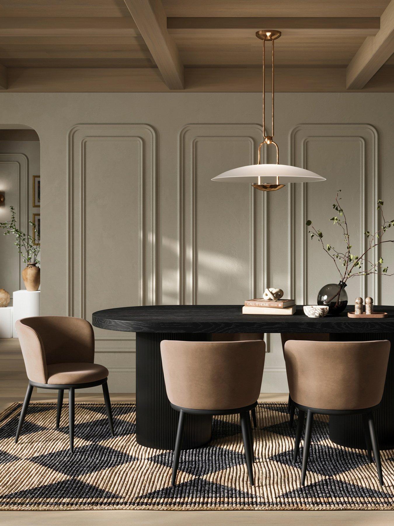 LPD Home Nova Mole / Black Set Of 2 Dining Chairs | Littlewoods