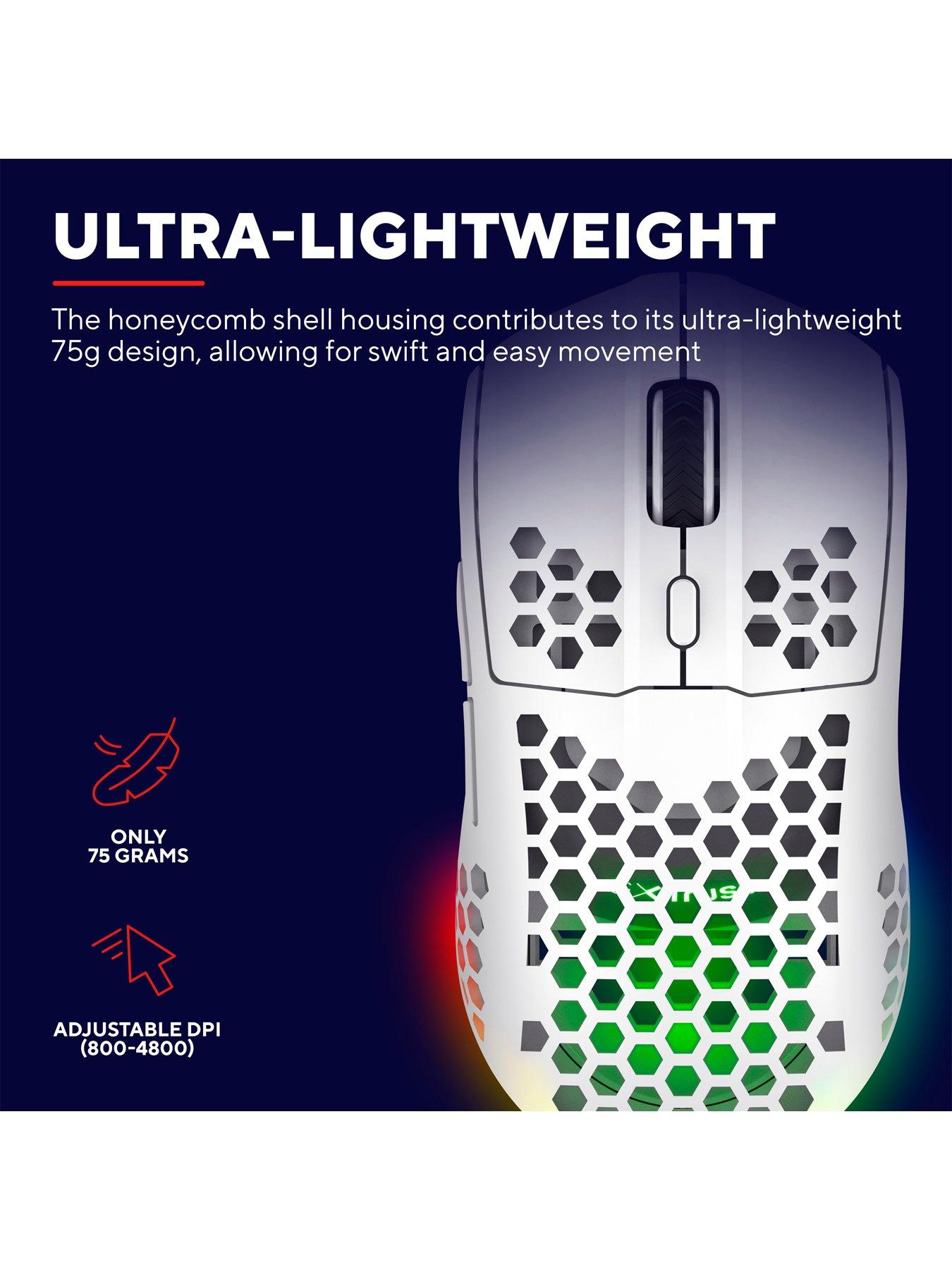 Trust GXT929W Helox Ultra-Lightweight Wireless RGB White Gaming Mouse ...