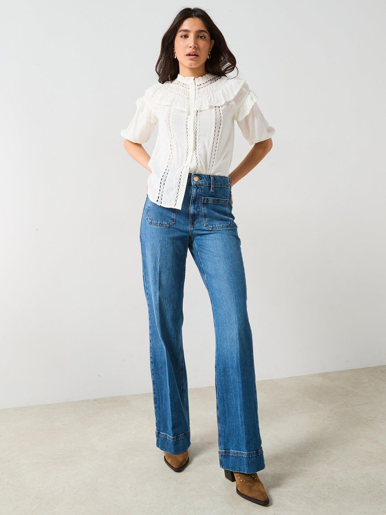 V by Very Lace Ruffle Boho Blouse - White | Littlewoods