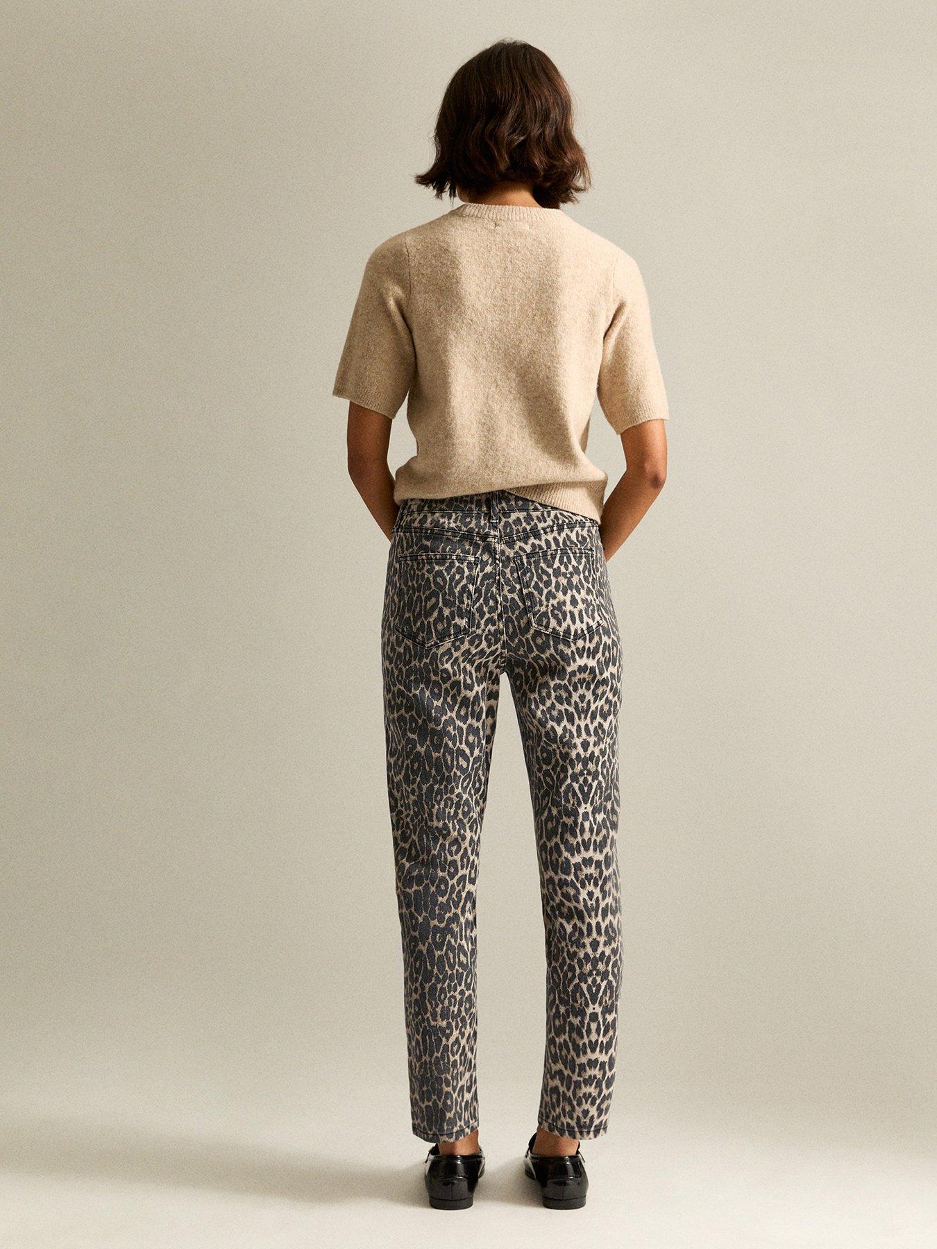 New Look Leopard Print Straight Leg Jeans - Brown | Littlewoods