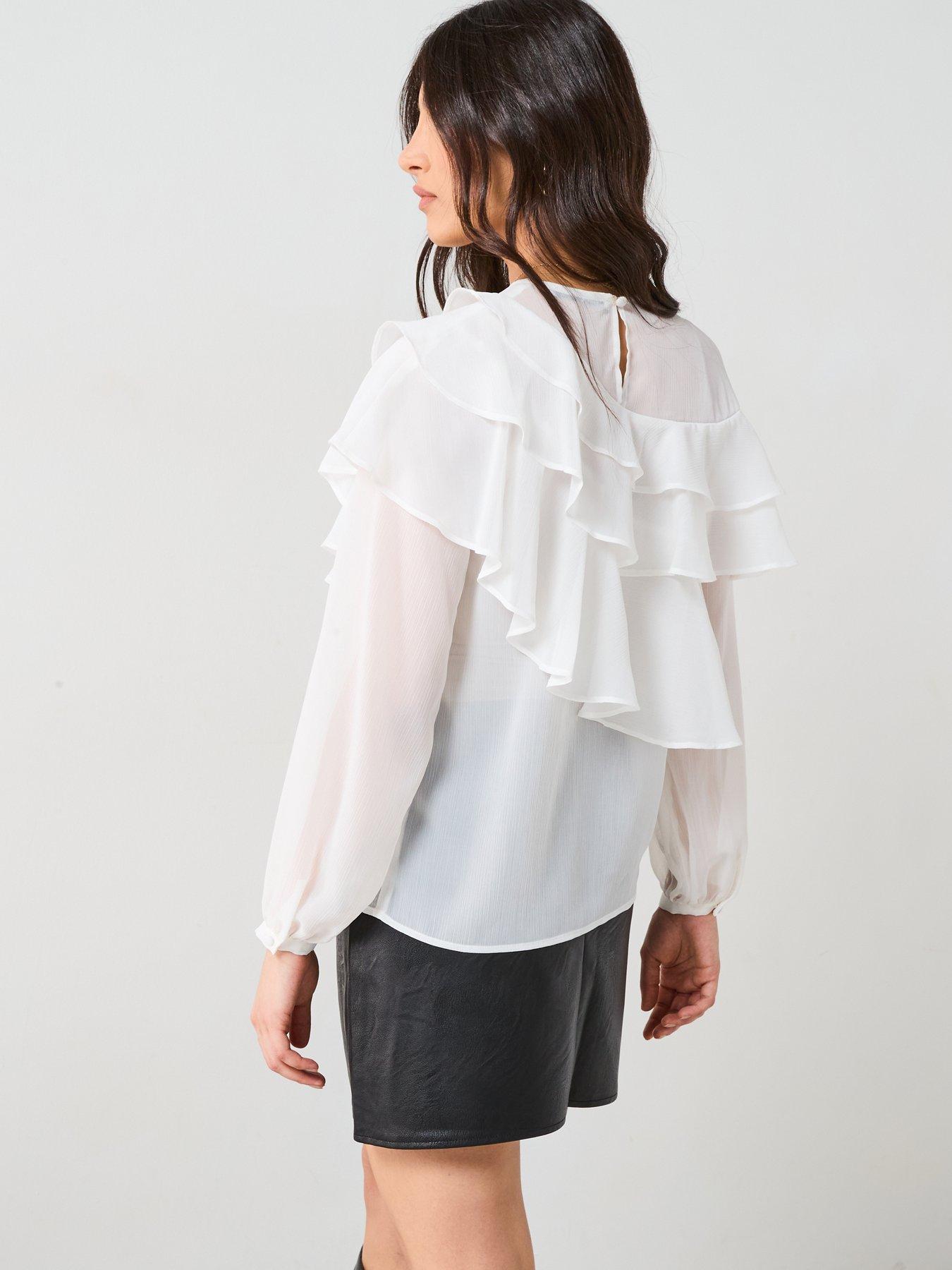 V by Very Ruffle Shell Blouse - White | Littlewoods
