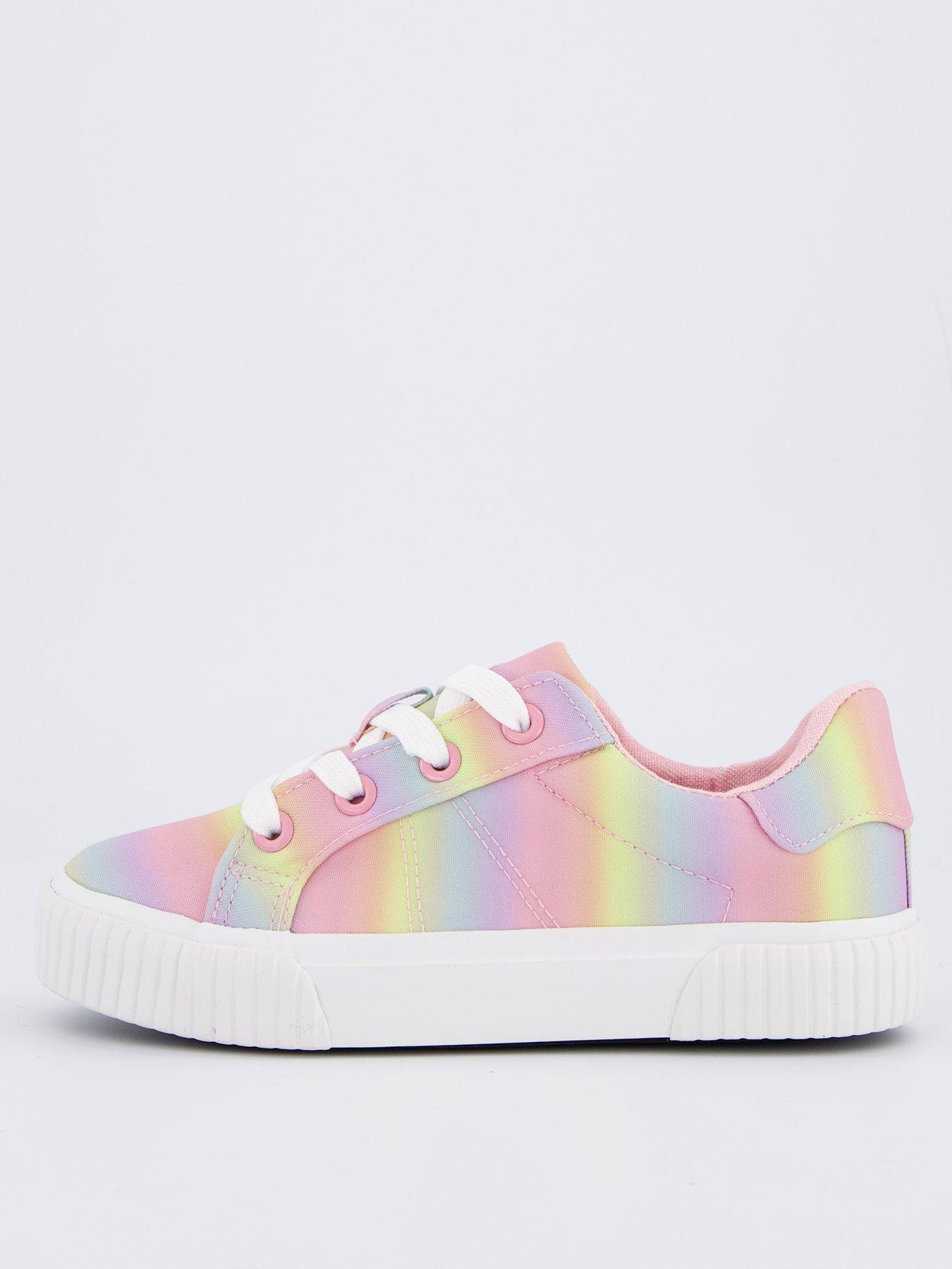 Everyday Girls Rainbow Canvas Lace Up Trainer - Multi | Littlewoods