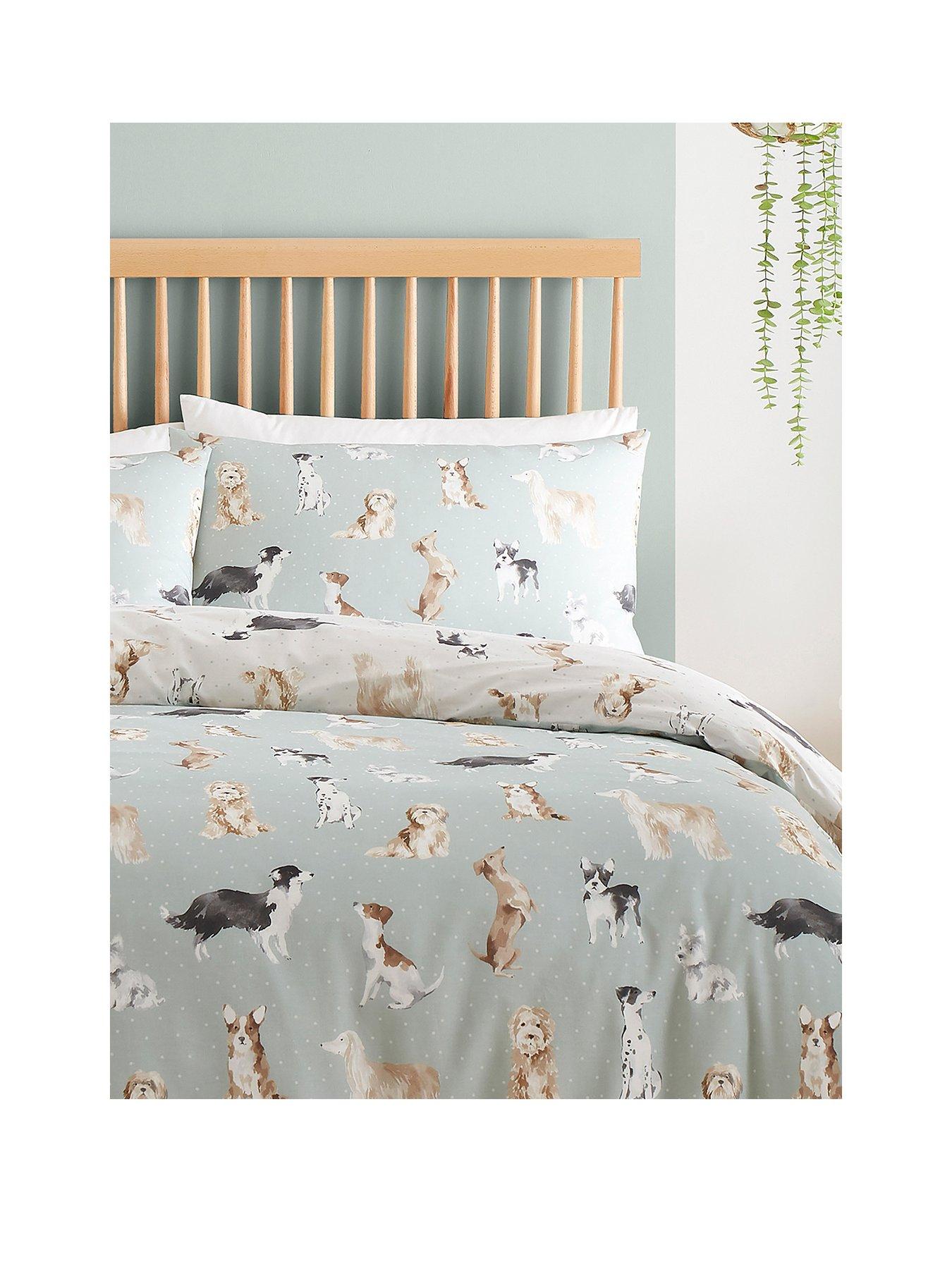 Fusion Cute Dogs Duvet Cover Set - Duck Egg | Littlewoods