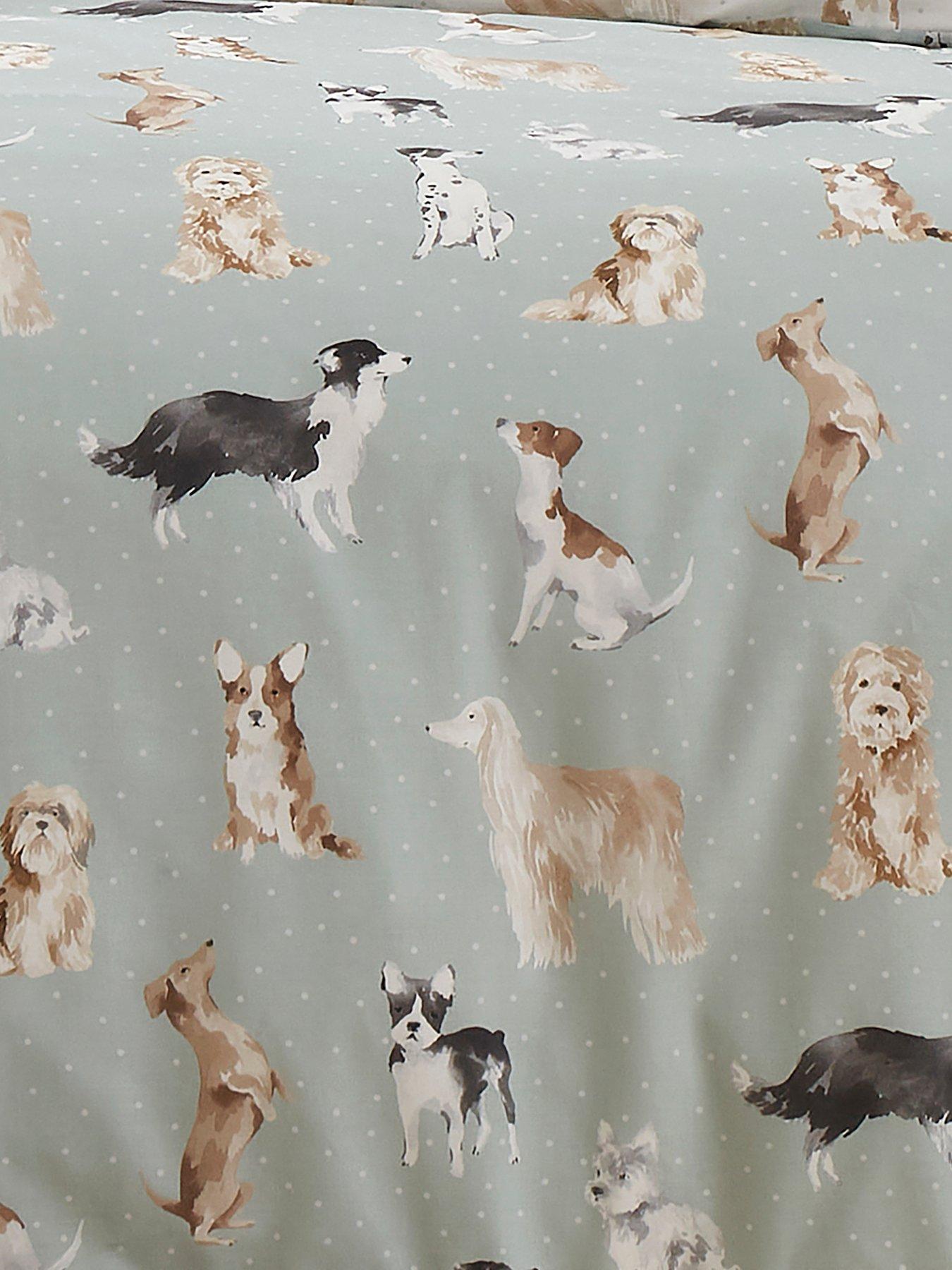 Fusion Cute Dogs Duvet Cover Set - Duck Egg | Littlewoods