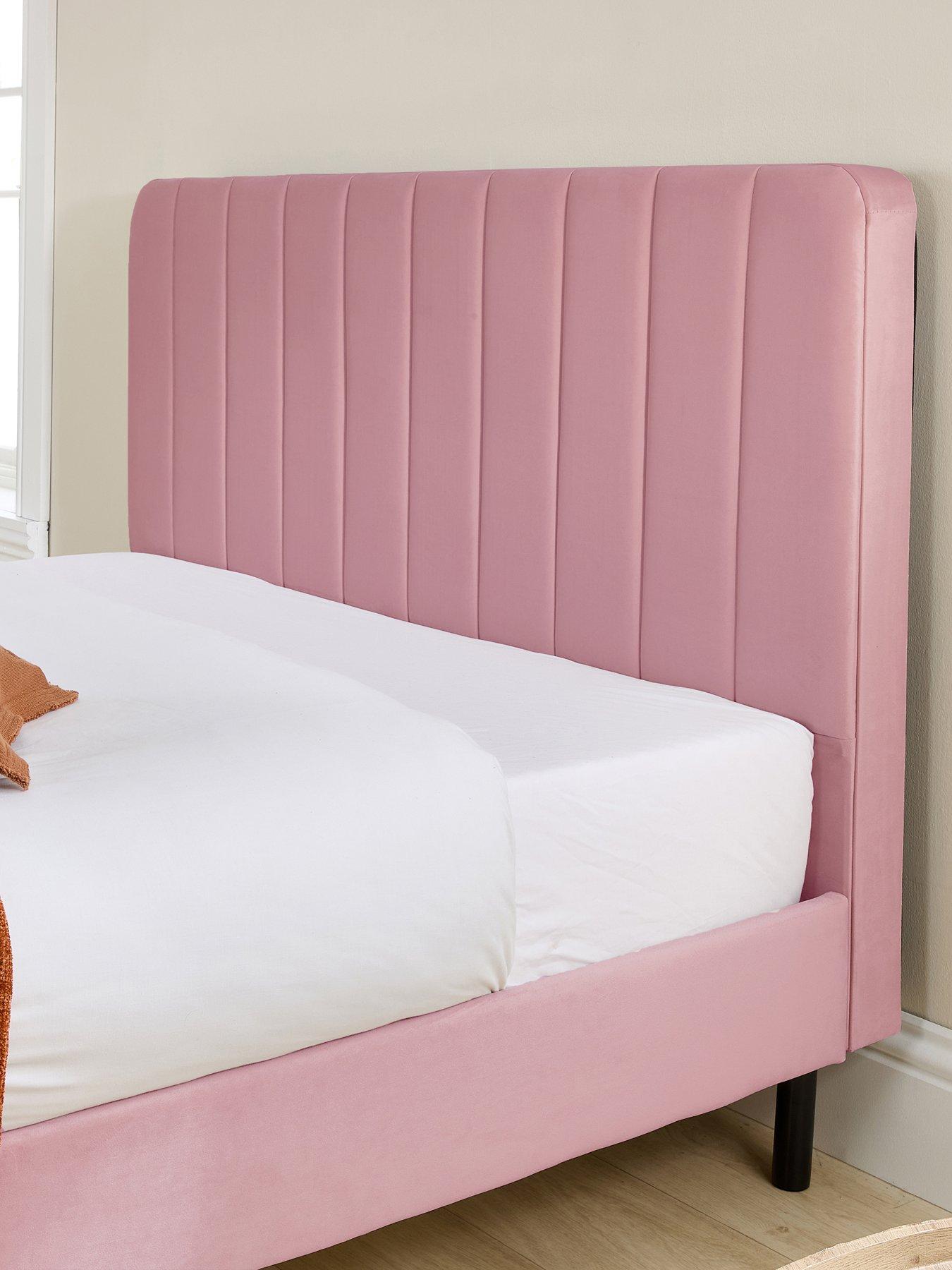 Aspire Rosella Soft Velvet Bed Frame - Pink | Littlewoods
