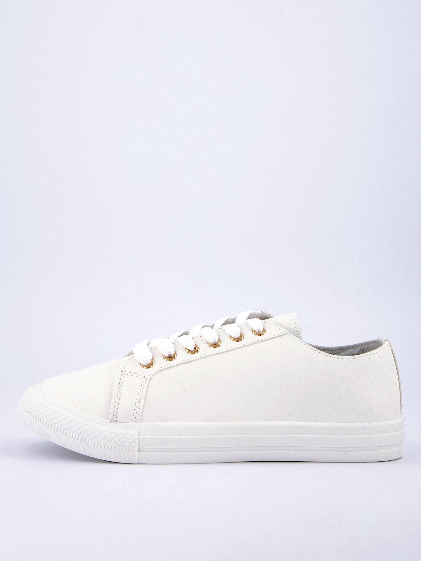 Everyday Standard Fit Faux Leather Cupsole Trainer - White | Littlewoods