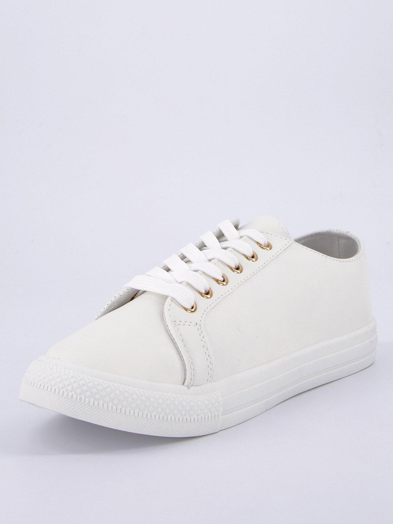 Everyday Standard Fit Faux Leather Cupsole Trainer - White | Littlewoods