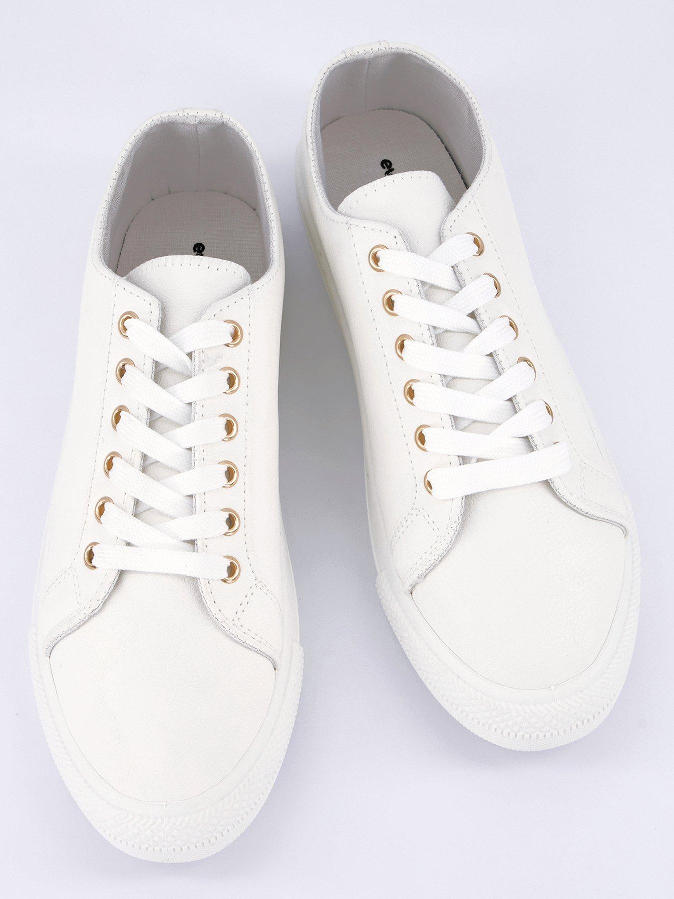 Everyday Standard Fit Faux Leather Cupsole Trainer - White | Littlewoods