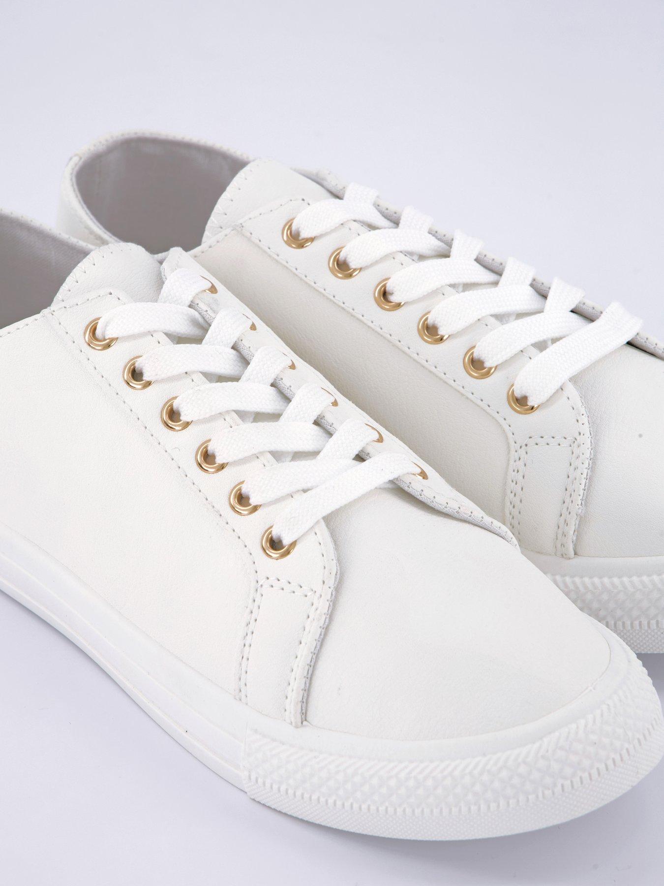Everyday Standard Fit Faux Leather Cupsole Trainer - White | Littlewoods