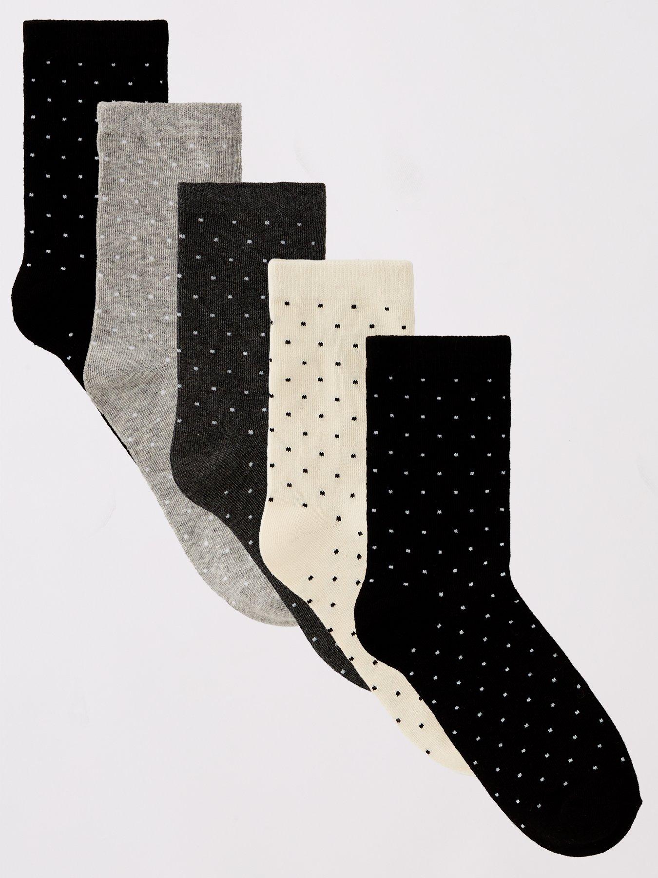 Everyday 5Pk Printed Mono Polka Dot Ankle Socks - Multi | littlewoods.com