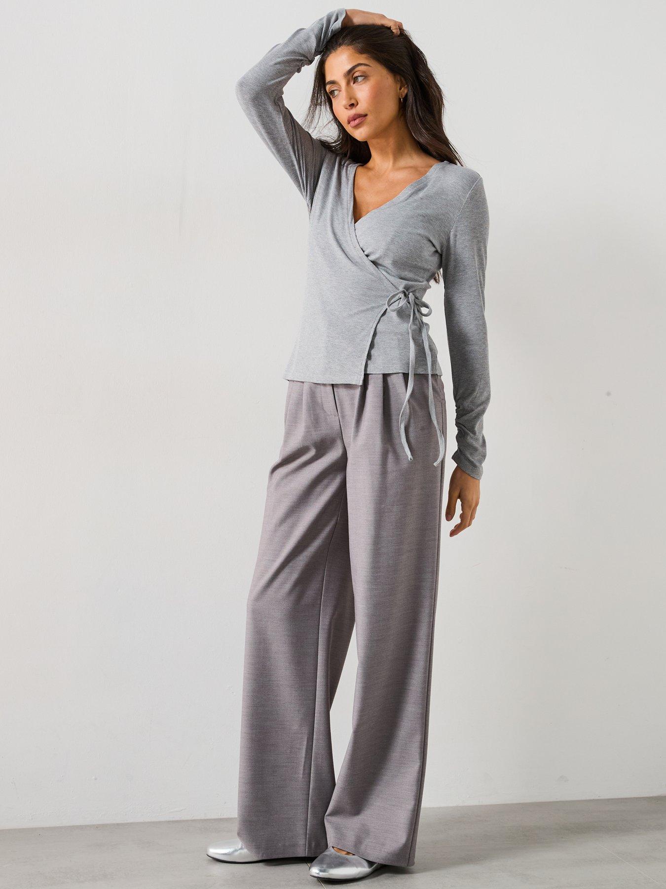 V by Very Wrap Ballet Top - Grey | Littlewoods