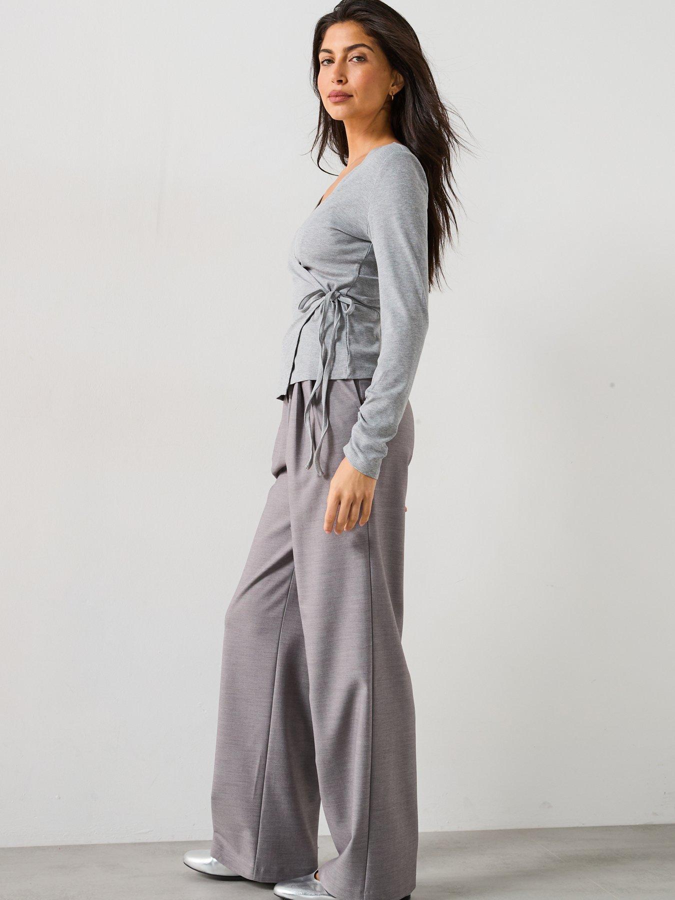 V by Very Wrap Ballet Top - Grey | Littlewoods