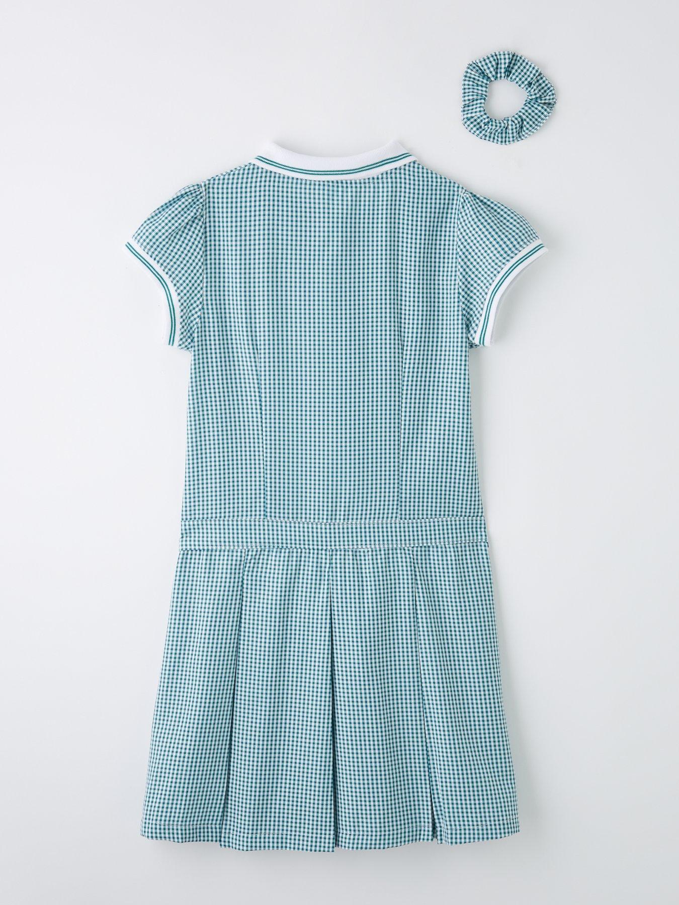 V by Very Girls Rib Collar Summer Gingham School Dress - Green ...