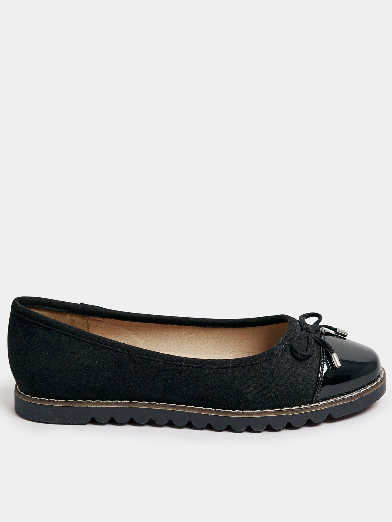 Yours Extra Wide Fit Toe Cap Ballet Pumps - Black | Littlewoods