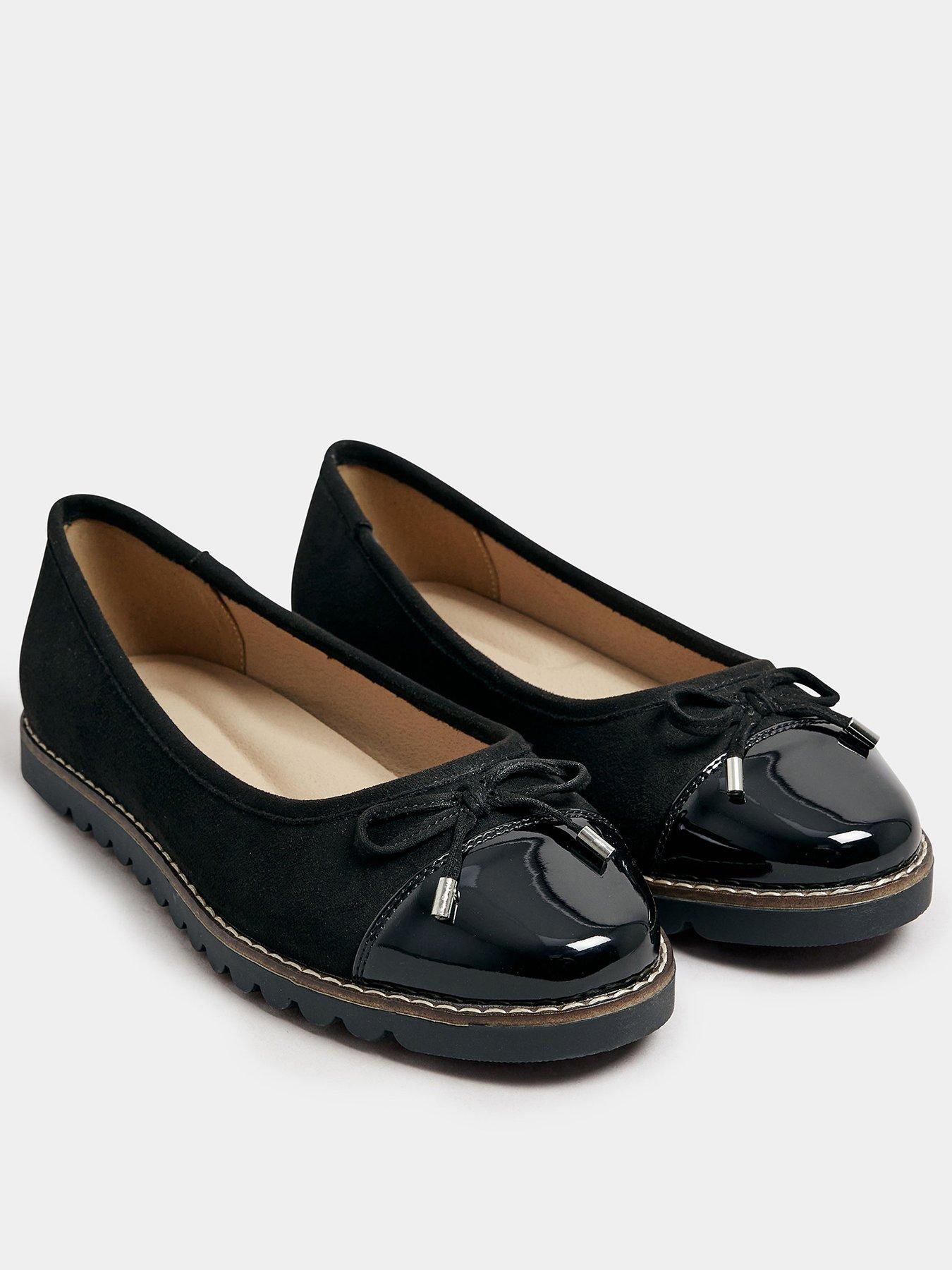 Yours Extra Wide Fit Toe Cap Ballet Pumps - Black | Littlewoods