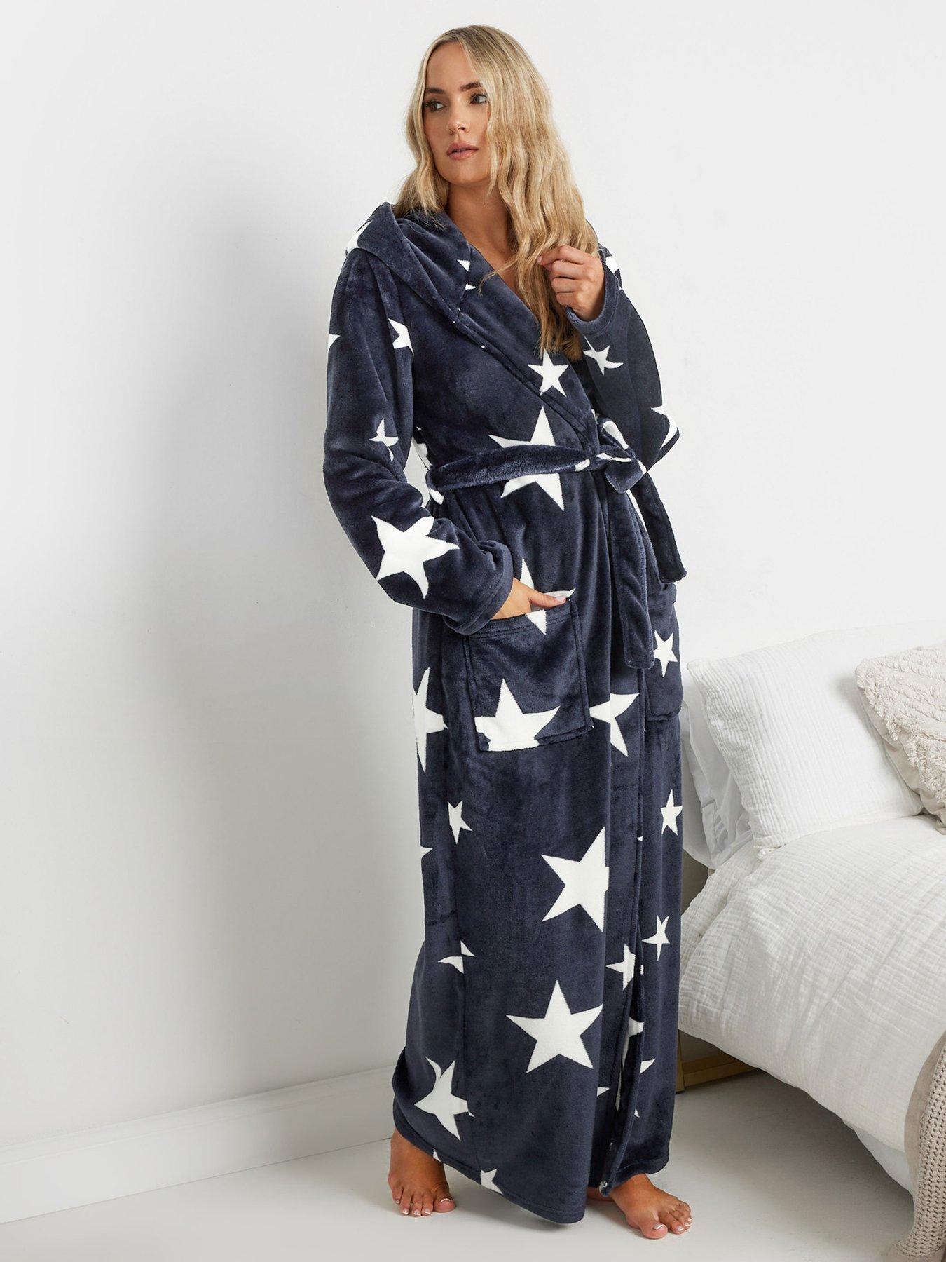 Long Tall Sally Tall Oversize Star Hooded Maxi Robe - Blue ...