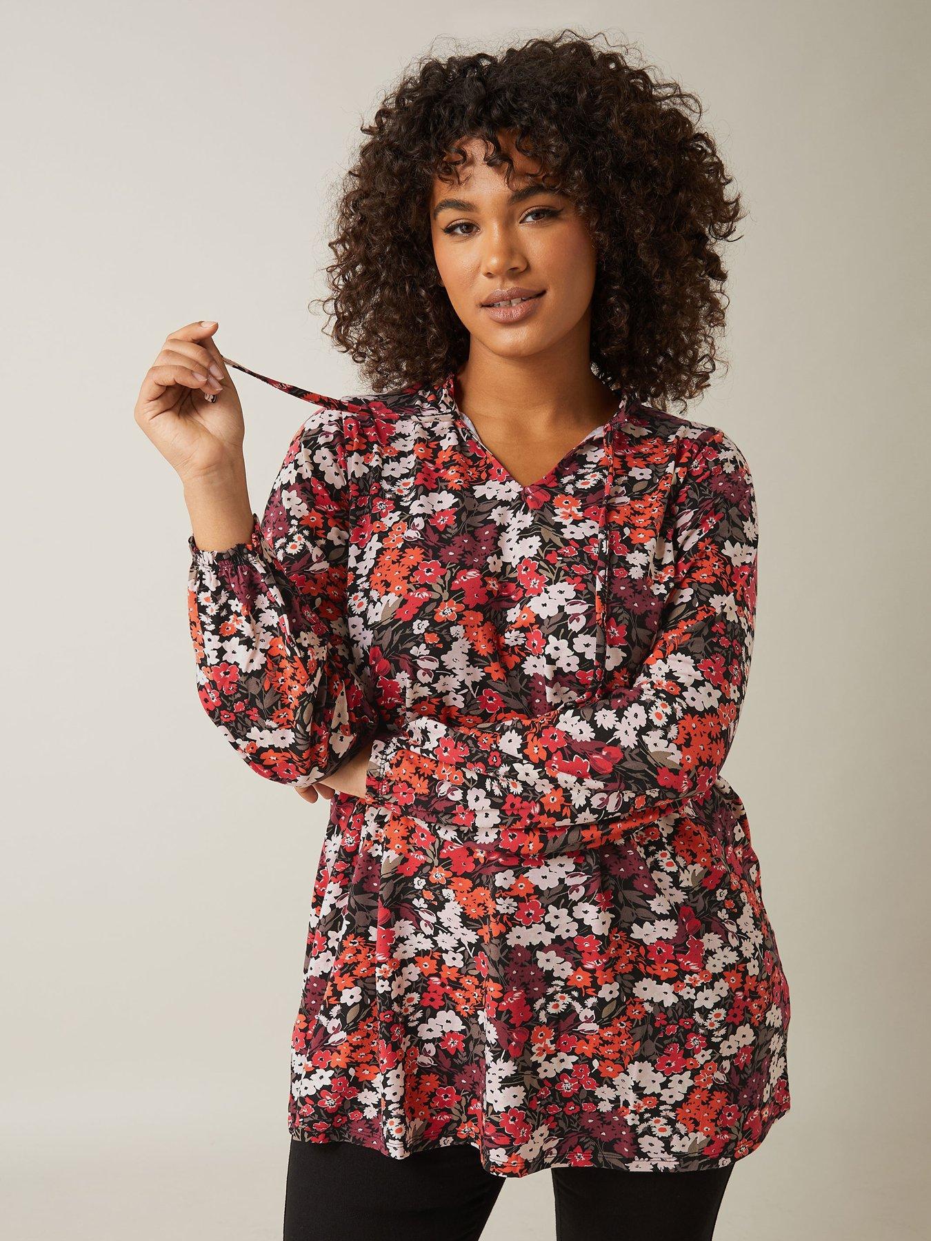 Evans Ditsy Jersey Gypsy Top | littlewoods.com