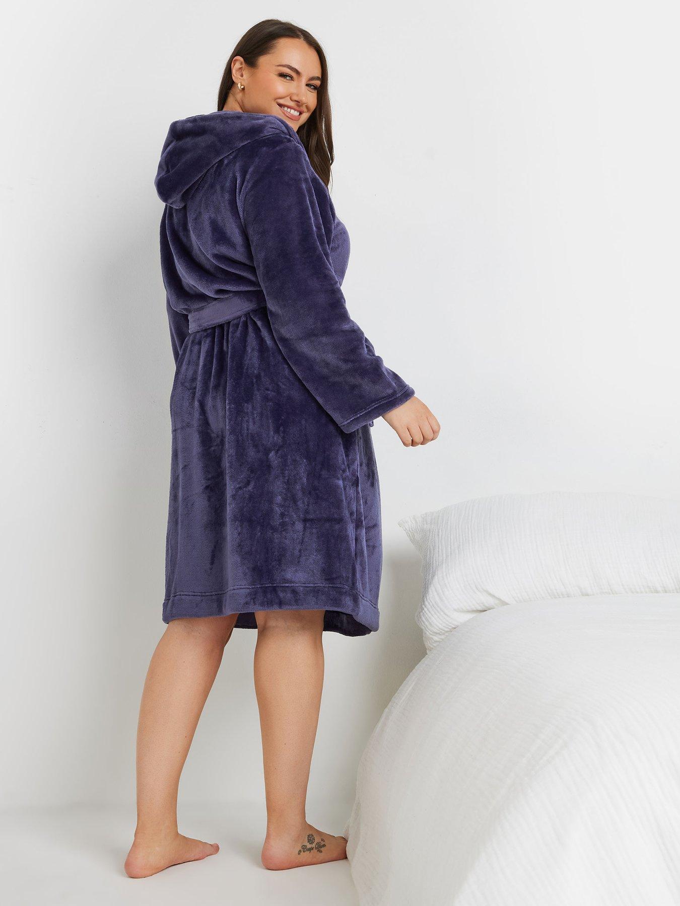 Yours Curve Hooded Robe - Purple | Littlewoods