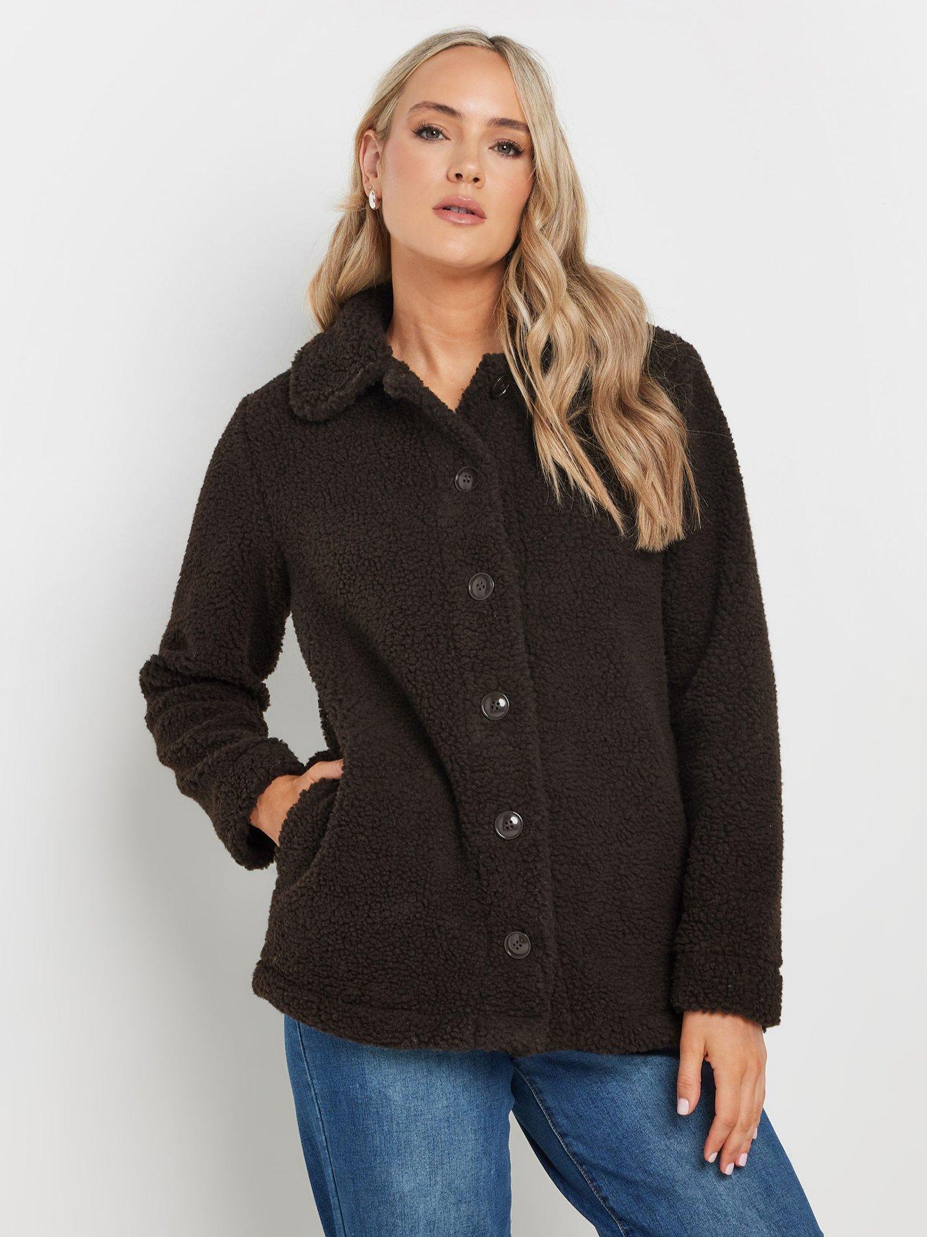 Long Tall Sally Borg Teddy Fleece Jacket - Brown | Littlewoods