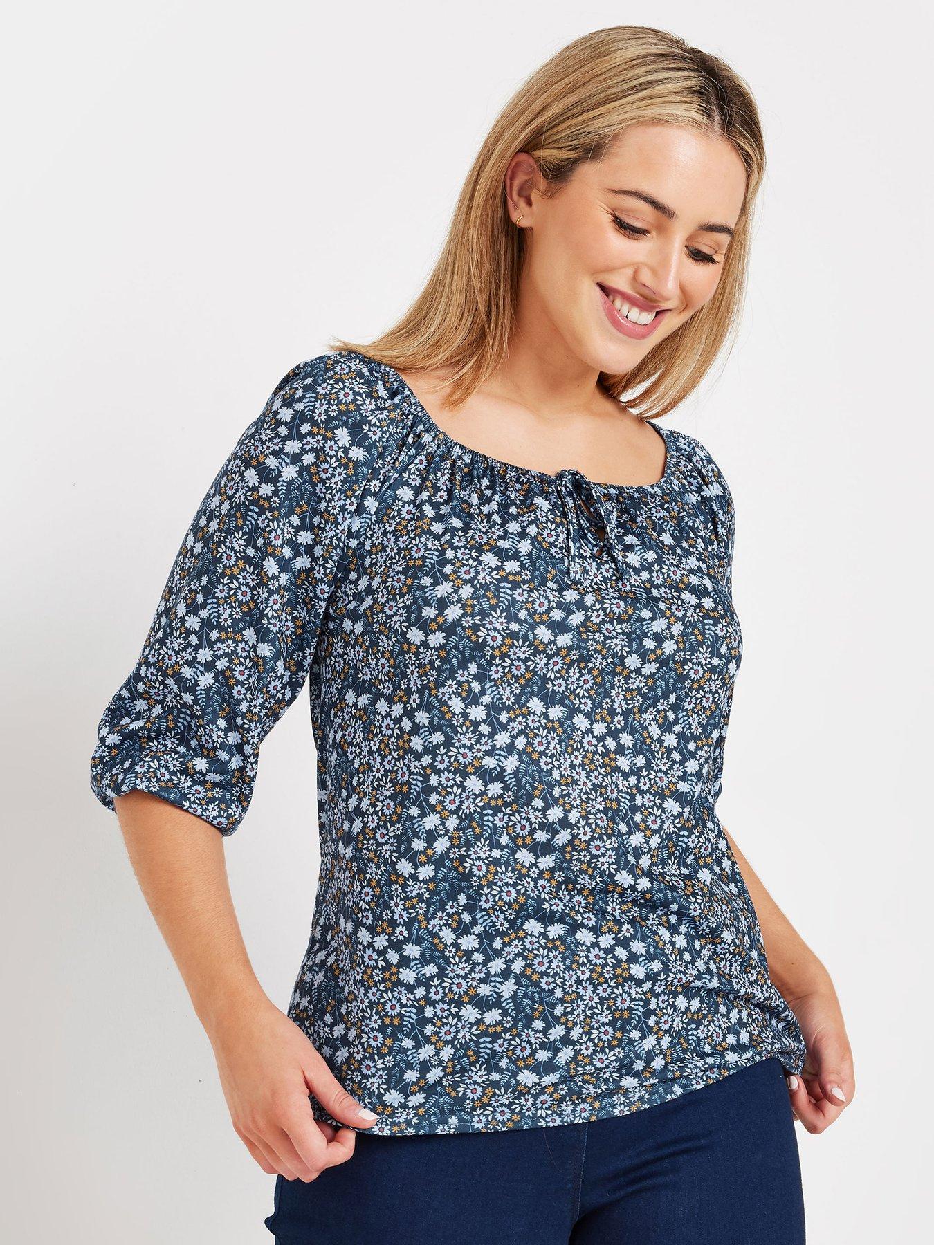 M&Co Ditsy Keyhole Front Top | littlewoods.com