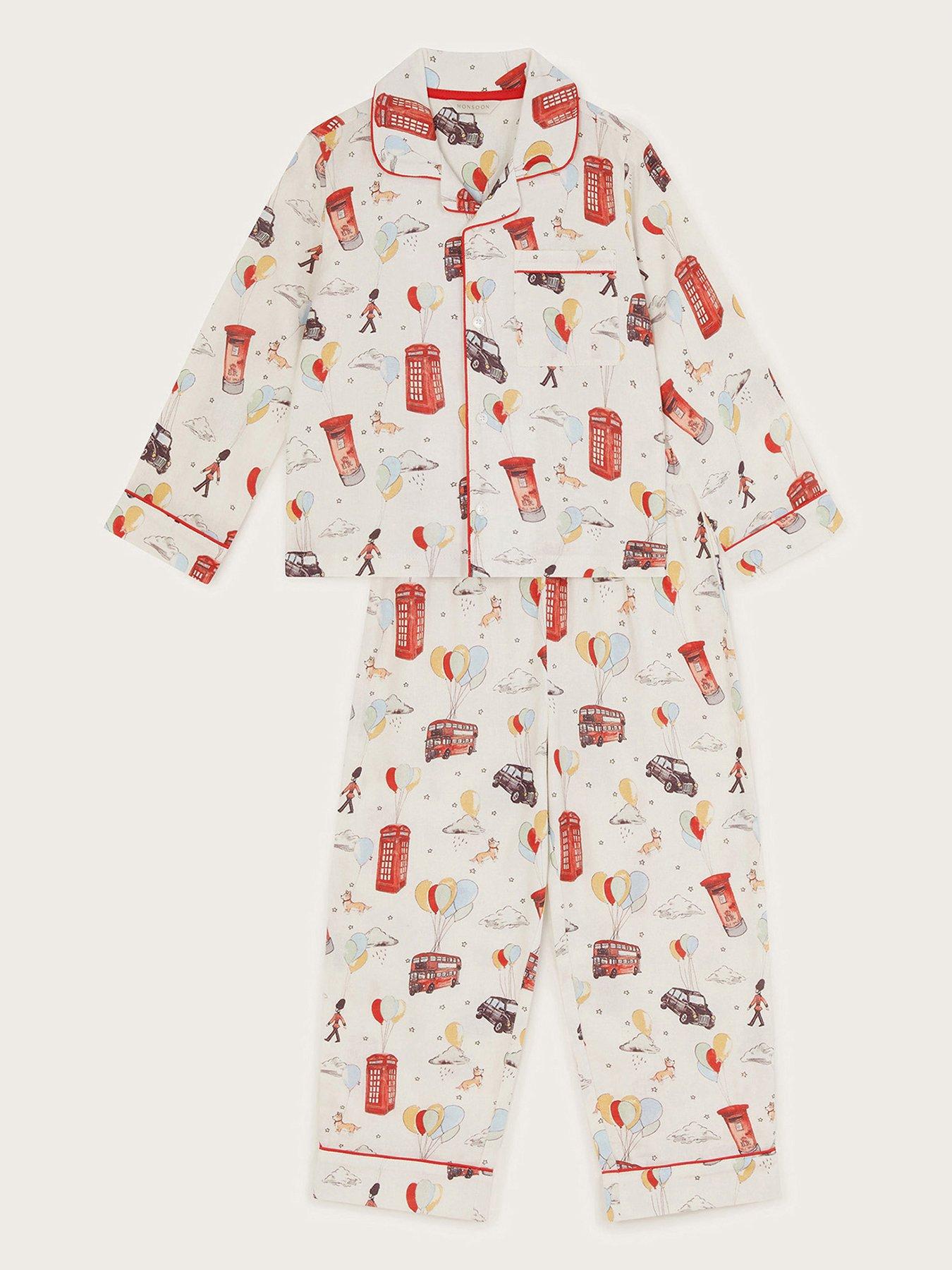 Monsoon Girls London Print Flannel Pyjama Set - Ivory | littlewoods.com