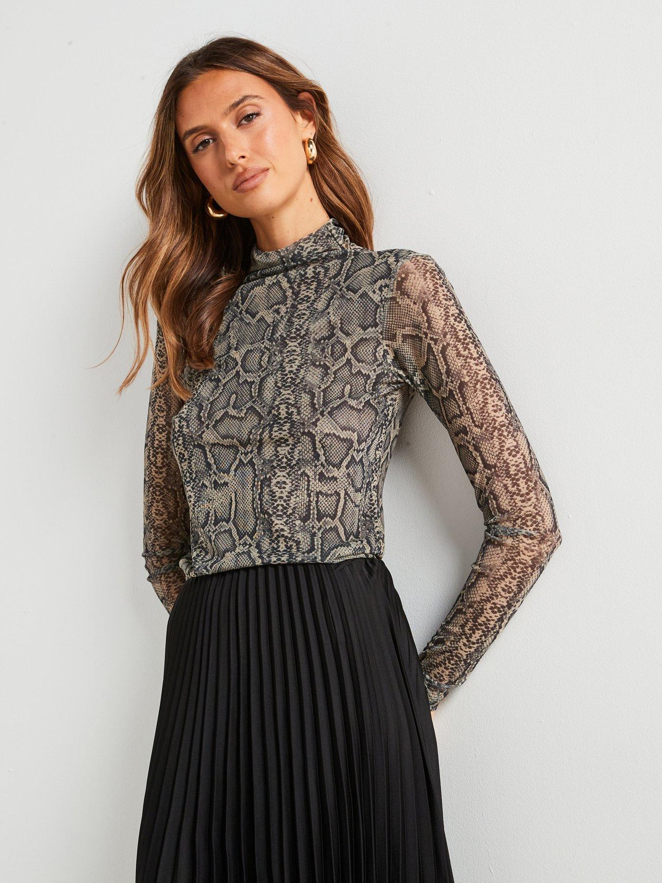 Mango Snake Print Top - Grey | littlewoods.com