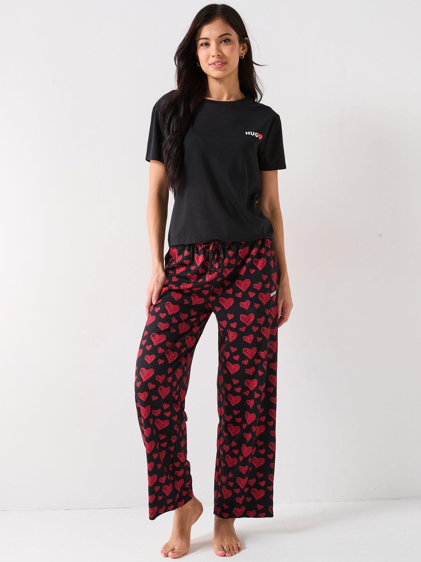 HUGO Heart Logo Nikka Pyjama T-Shirt - Black | Littlewoods